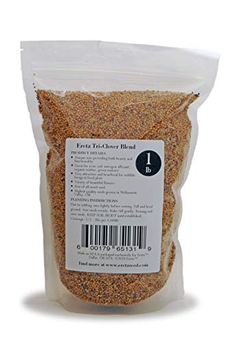 Tri-Clover by Eretz - Three Part Blend of Clovers Providing Beauty, Cover, and Natural Attractant. No Coatings or Fillers, Premium Seeds (1lb)