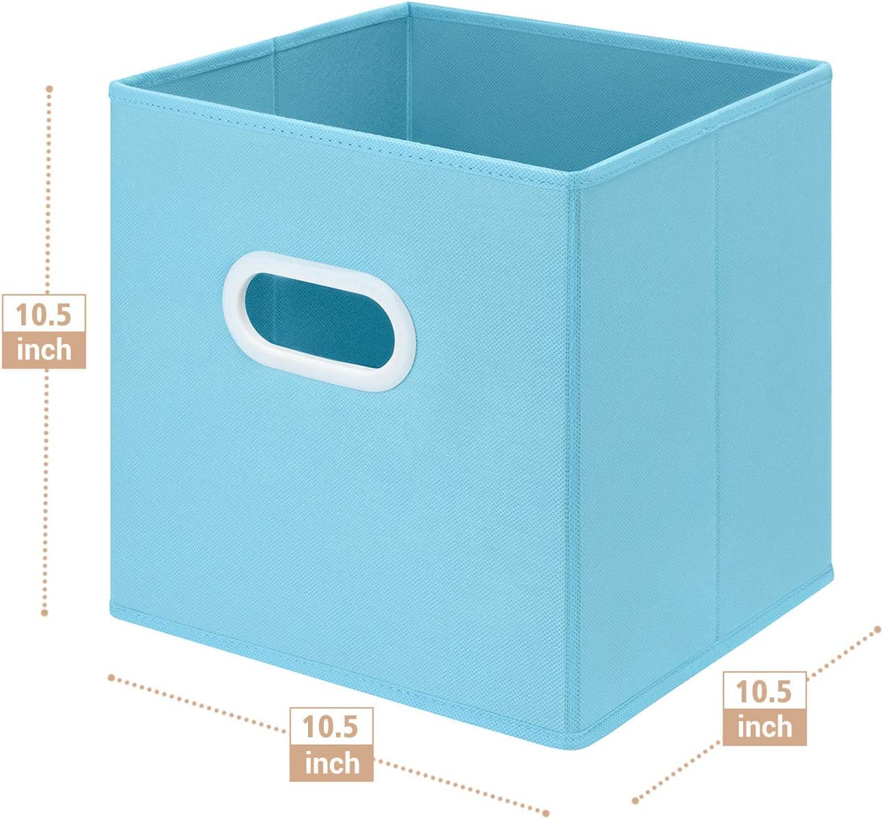 MaidMAX Cloth Storage Cubes, Cube Organizer Bins, Foldable Storage Baskets Containers with Dual Plastic Handles for Home Office Nursery Drawers Organizers, Aqua Chevron, 10.5×10.5×11 inches, Set of 6