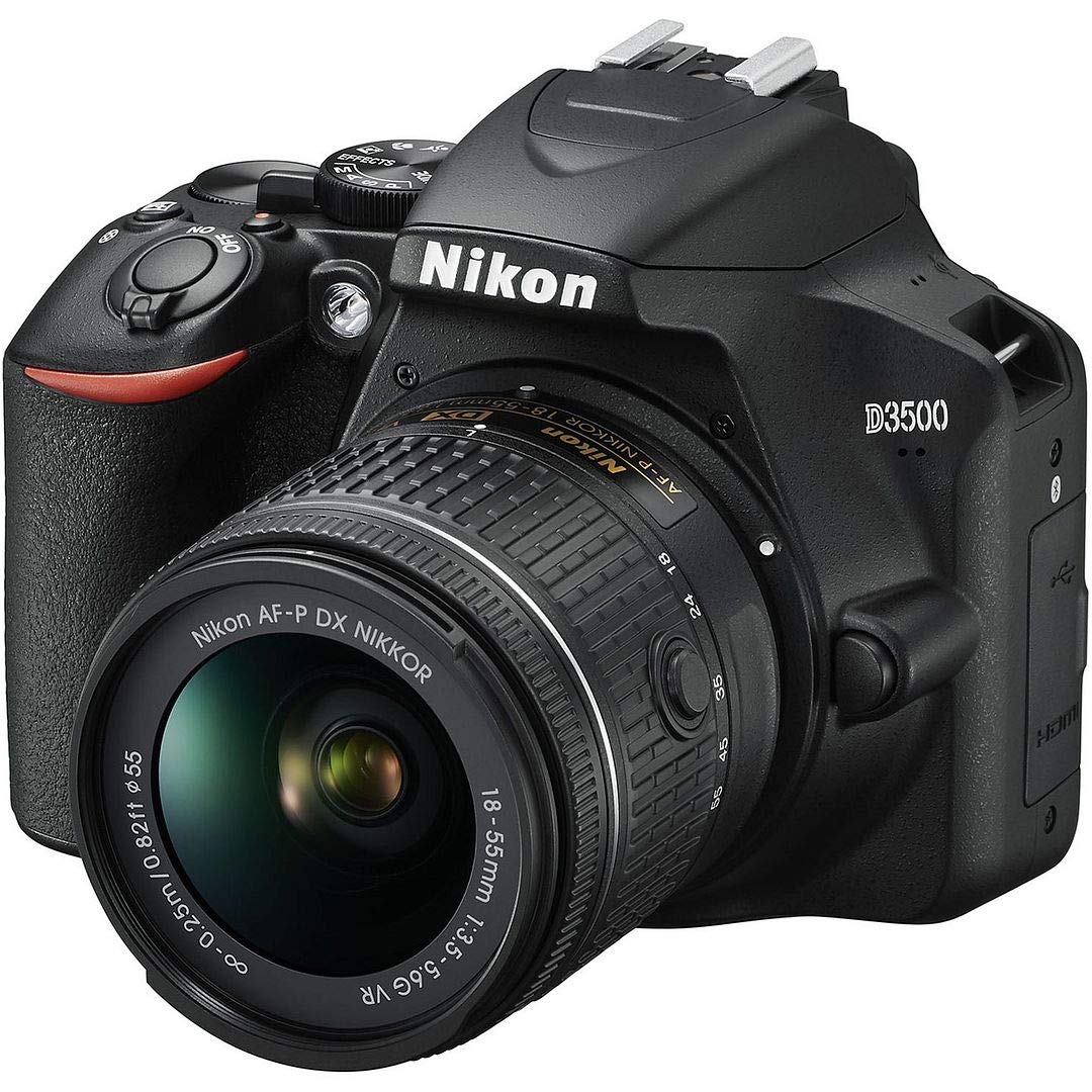 Nikon D3500 DSLR Camera 24.2MP Sensor with NIKKOR 18-55mm f/3.5-5.6G VR Lens, SanDisk 32GB Memory Card, Case, Tripod and A-Cell Accessory Bundle (Black) (Renewed)