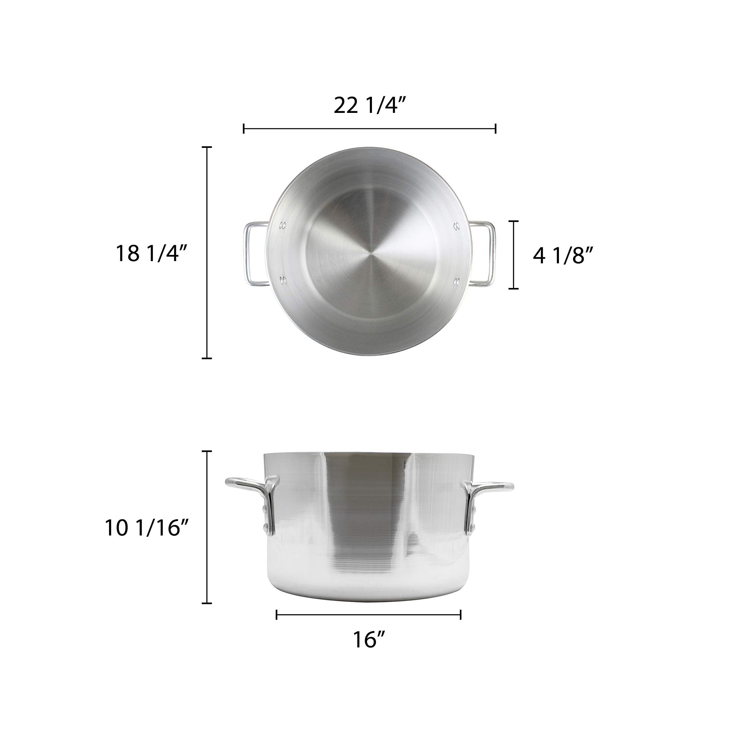 Thunder Group ALSKSU040 Sauce Pot, 40 qt, 18-1/4" dia. x 10-1/8"H, 2" handle, aluminum, mirror-finished, dishwasher safe, standard Electric, Gas Cooktop, Halogen Ready, NSF