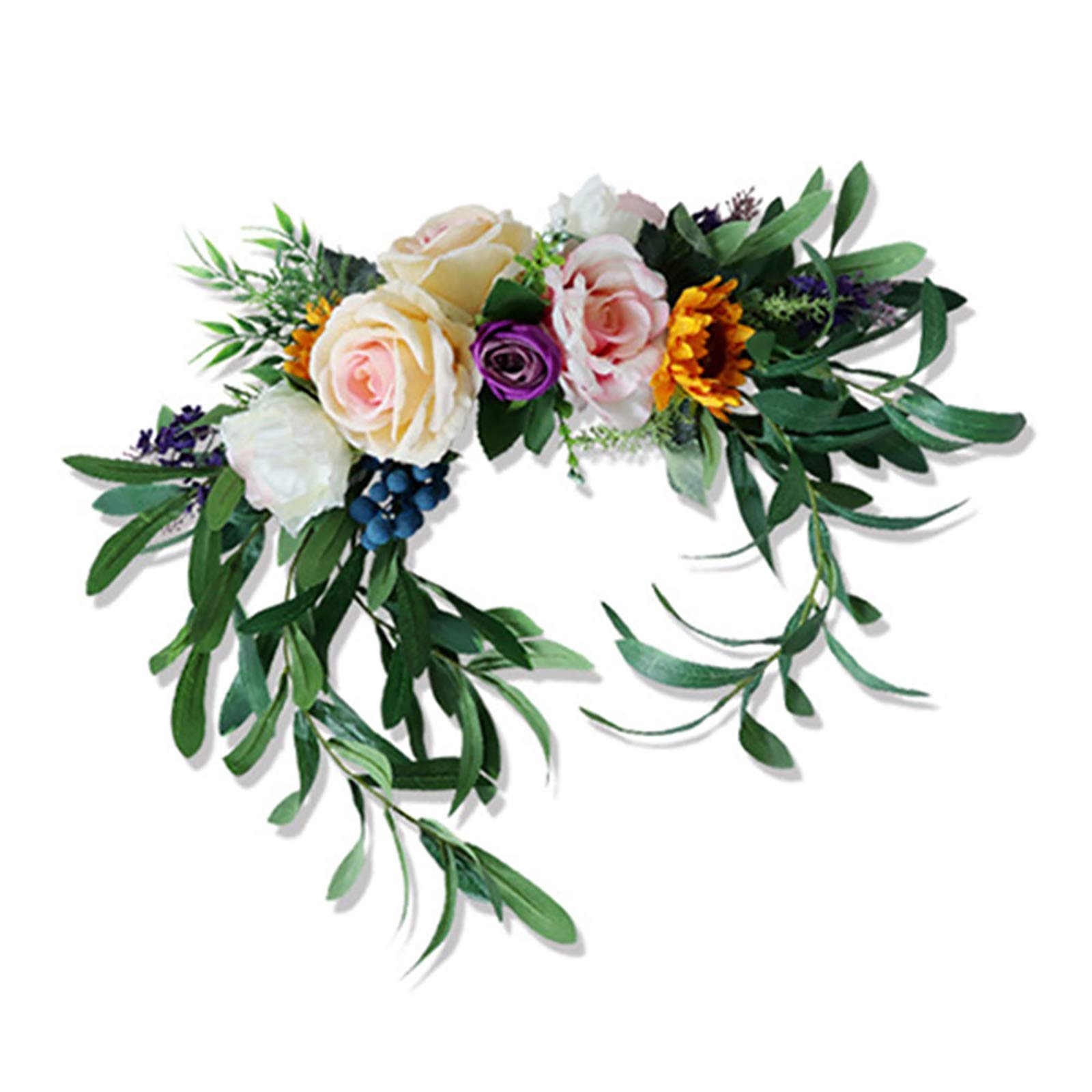 NMFIN Artificial Flower Swag, Handmade Floral Simulation Rose Peony Swag Arch Wreath Centerpiece for Wedding Home Front Door Garden Lintel Decoration