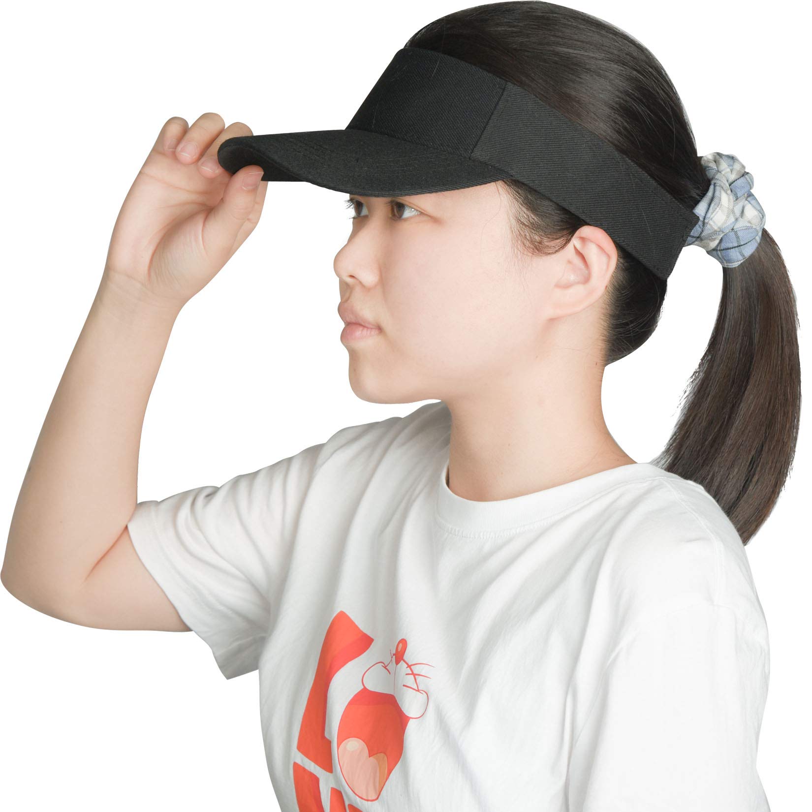 Rbenxia 5 Pieces of Black Adjustable Sport Visors Sun Visor Hats Cap Visors for Women and Men