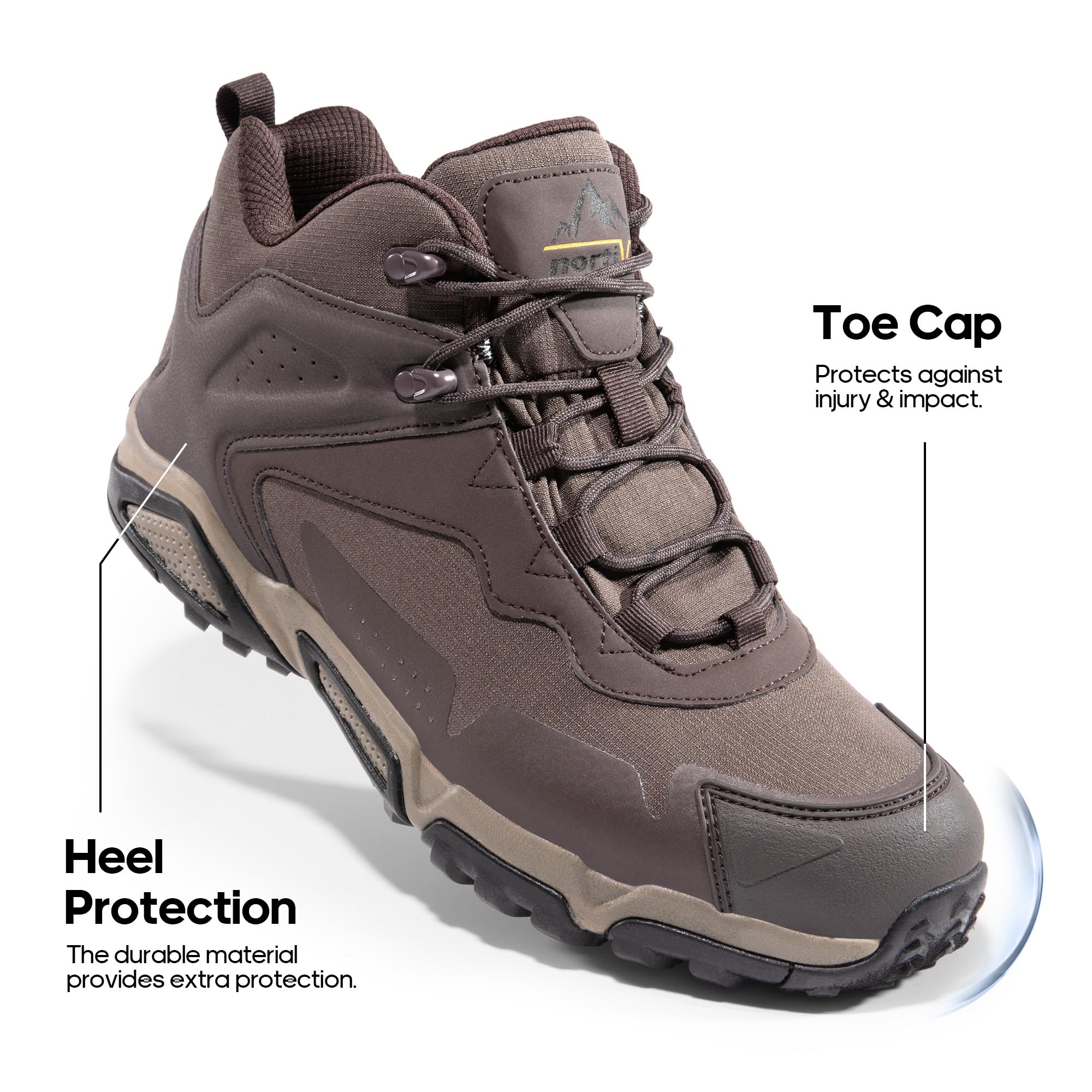 NORTIV 8 Men's Waterproof Hiking Boots Lightweight Mid Ankle Trekking Trails Outdoor Boots,Size 7,BROWN,JS19001M