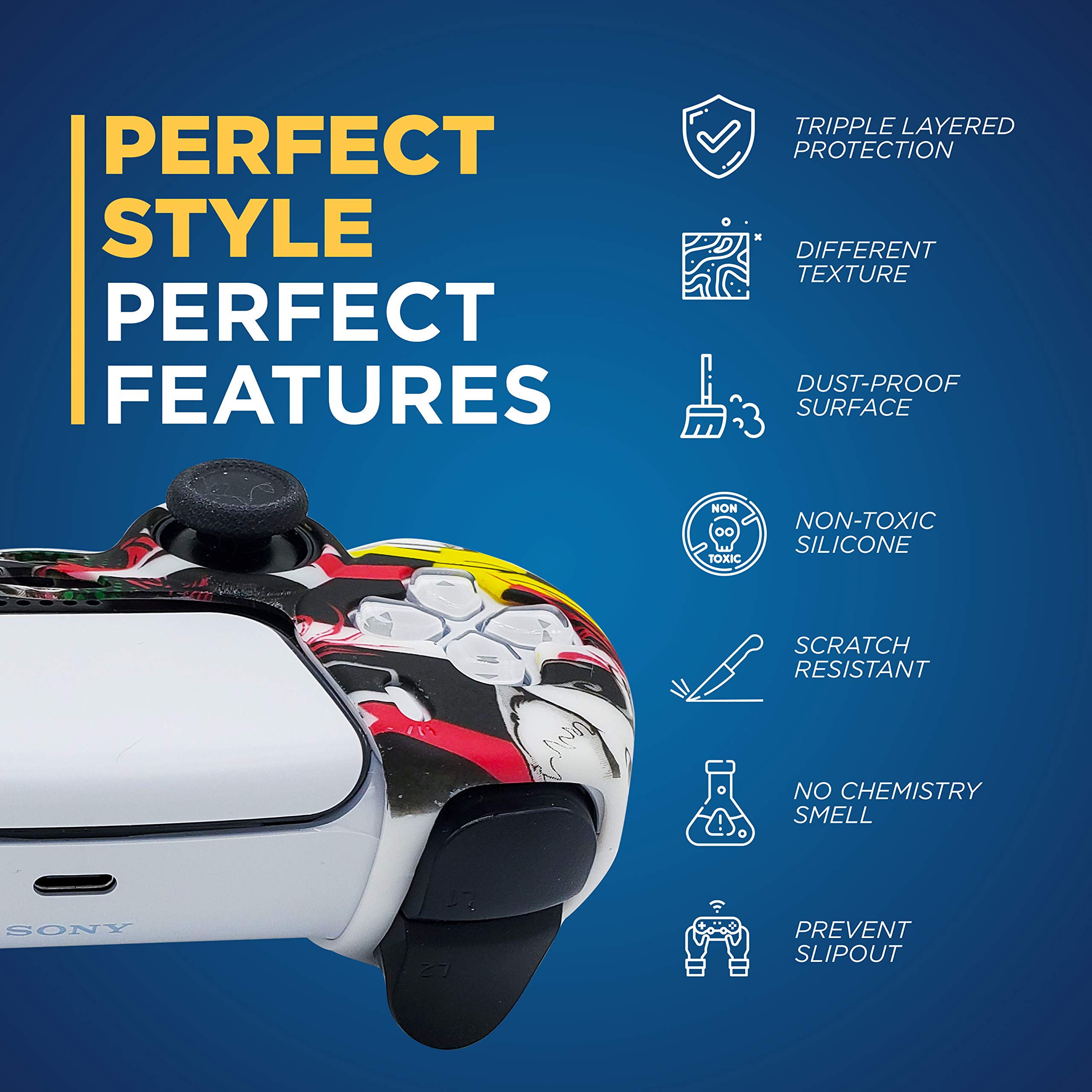 PS5 Silicone Gel Grip Controller Cover Skin Protector (ps5 Ace of Spades) Compatible for Sony PlayStation 5, Compatible for PlayStation 5 Accessories, Wireless Controller Protector Covers, PS5 Skin