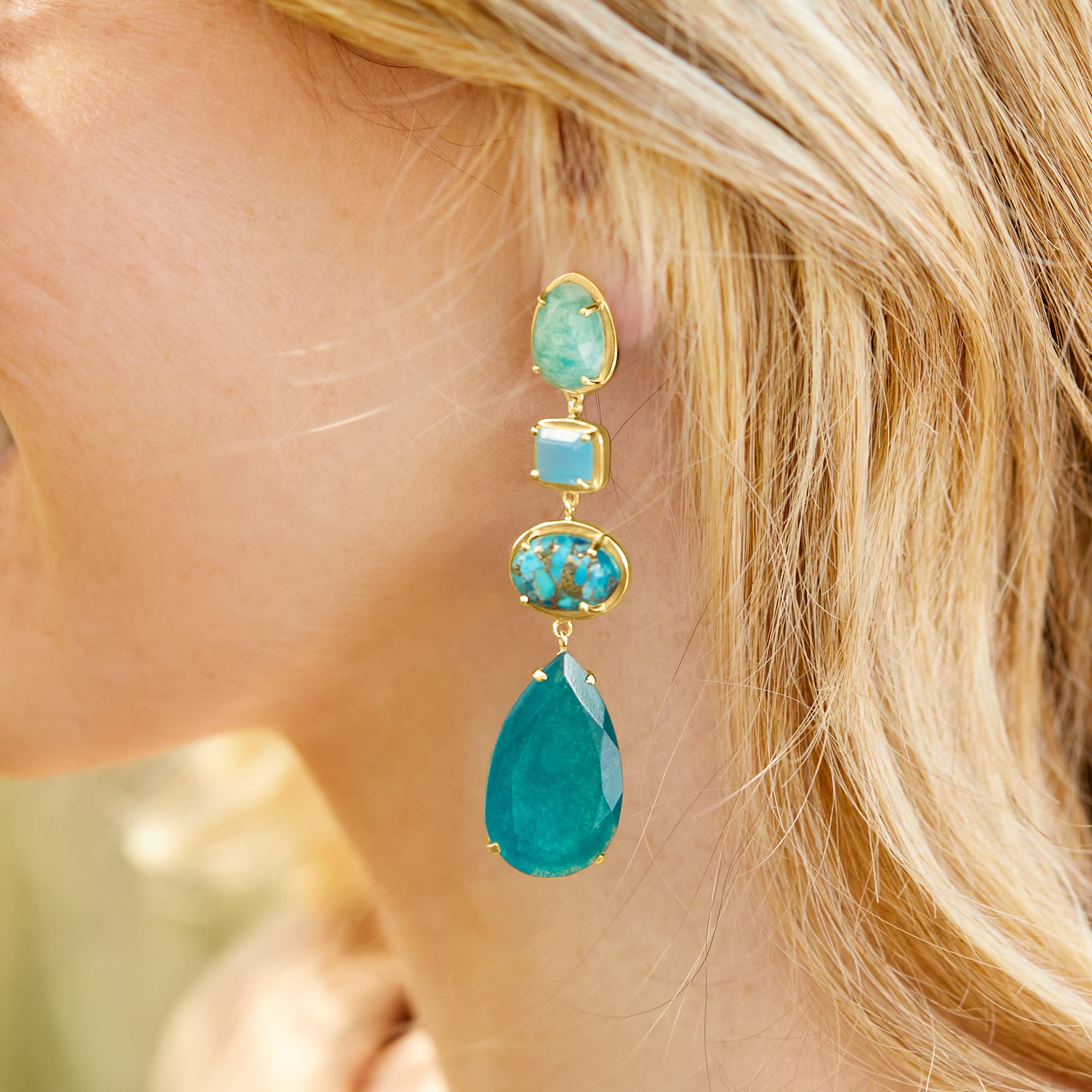 Ross-Simons 50.00 ct. t.w. Multi-Gemstone Drop Earrings in 18kt Gold Over Sterling