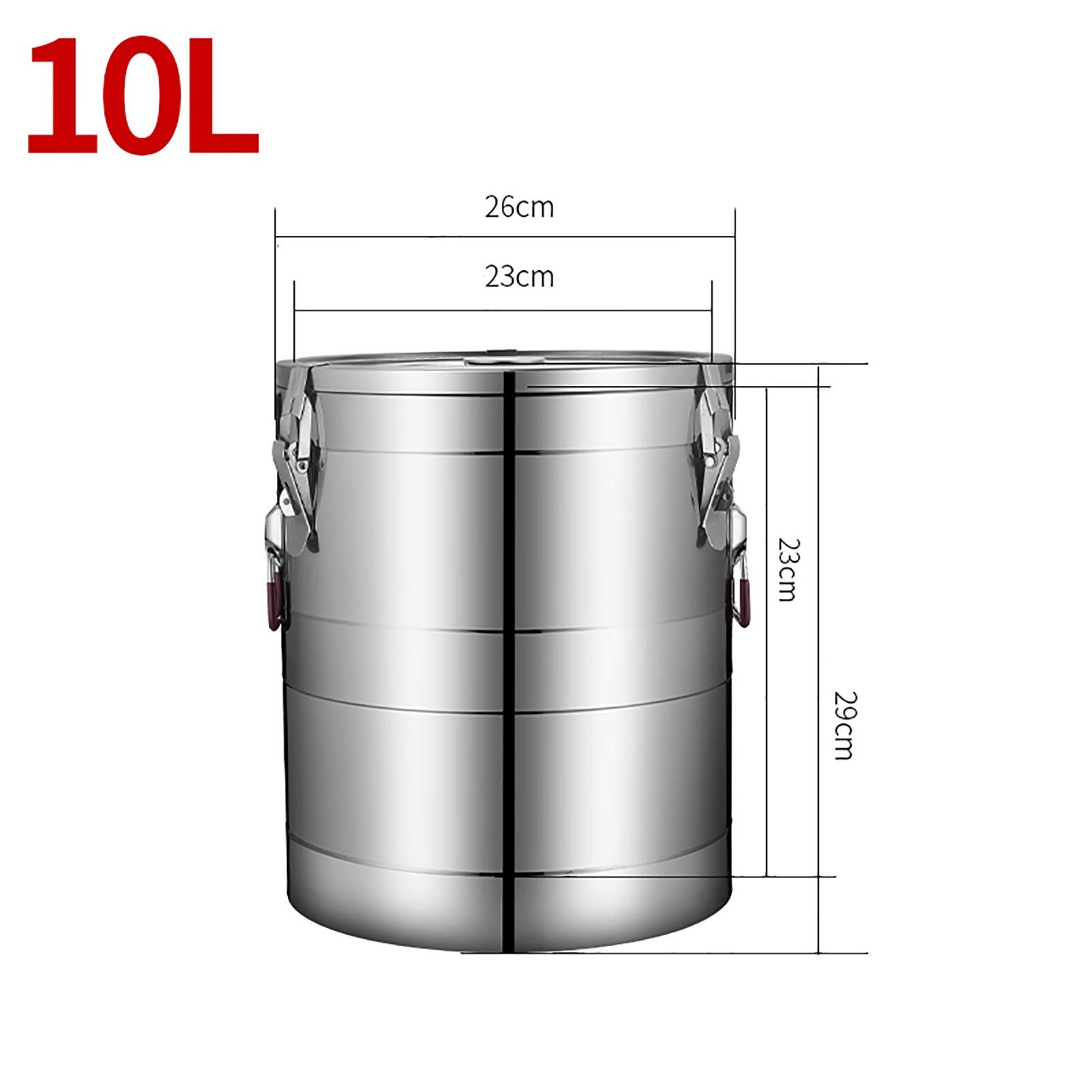 Stockpots Large Stock Pot,304 Stainless Steel Sealed Bucket, Can Hang The Lid,Double-layer Thickened, 24-hour Heat Preservation (Color : Silver, Size : 26cm29cm(10L))