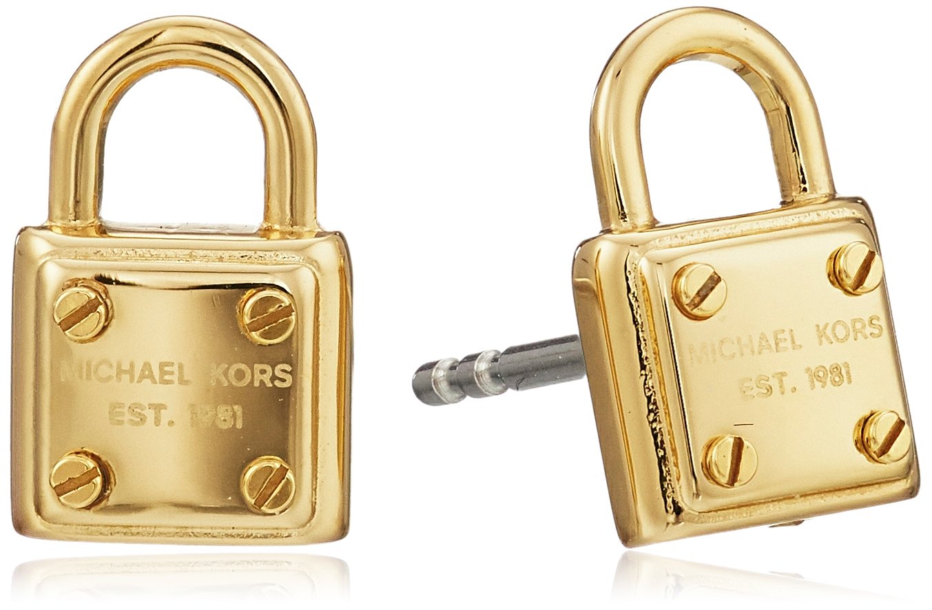 Michael Kors Gold-Tone Stainless Steel Padlock Stud Earrings (Model: MKJ3485710)