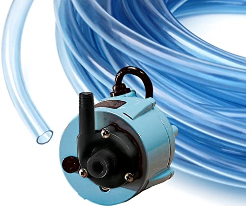 Little Giant 501203 205 GPH 115-Volt Manual Oil Filled Submersible or In-line Aluminum Direct Drive Pump, Blue, 1-42