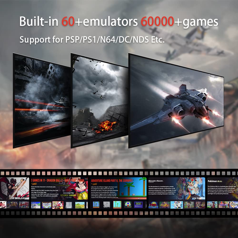 Video Game Console With 60000+ Games, A95X Retro Game Box Compatible With PS1/PSP/MAME, Android 9.0/EmuELEC 4.3 System 2 In 1 For TV/PC/Projector, 2.4g+5g Wifi, 2 Controllers (256)