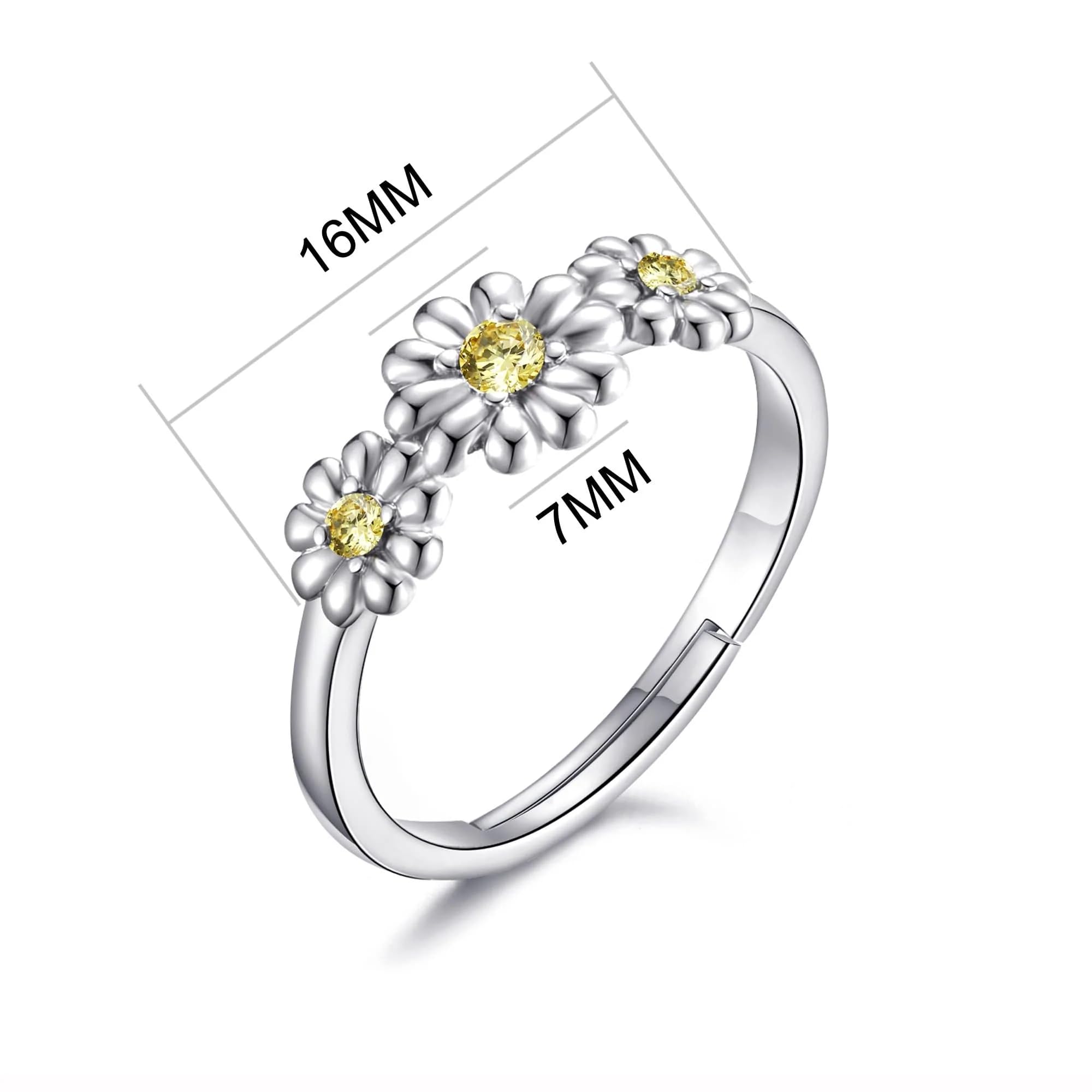 Philip Jones Adjustable Triple Crystal Daisy Ring Created with Zircondia® Crystals