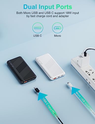 MOSKIZ Portable Charger 2 Pack, 10000mAh Power Bank Fast Charging USB C 20W, Battery Pack for iPhone, Android Cell Phone, Tablet, Lightweight Slim External Charger for Camping, Hiking, Travel
