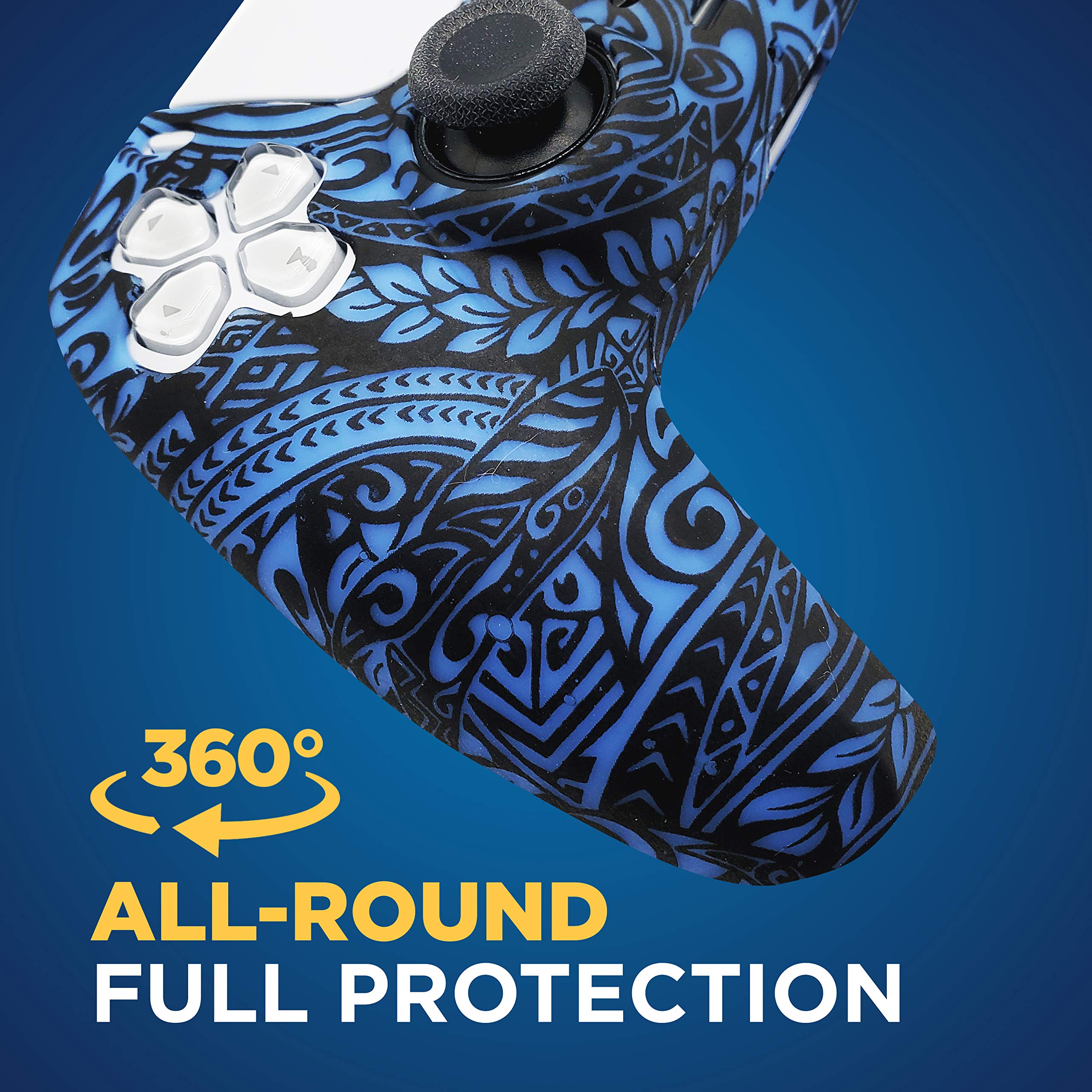 PS5 Silicone Gel Grip Controller Cover Skin Protector (Blue Flowers) Compatible for Sony PlayStation 5 DualSense Wireless Controller Protector Covers