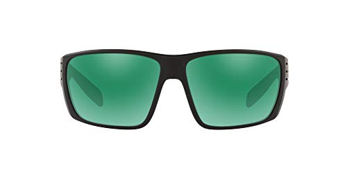 Native Eyewear Griz Polarized Rectangular Sunglasses, Matte Black/Green Reflex, 66 mm
