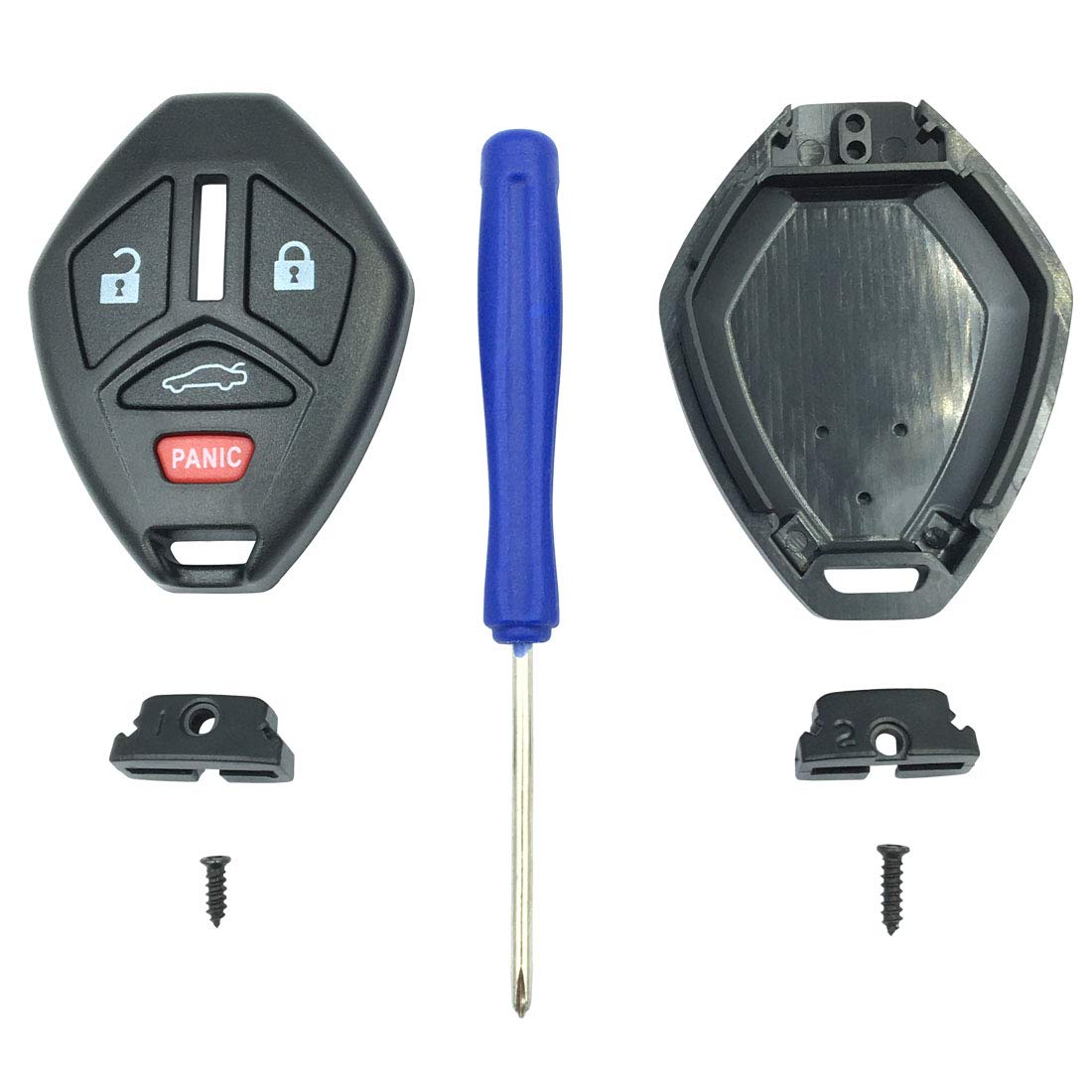 No Need to Cut Key Fob Shell Case Fit for Mitsubishi Eclipse Outlander Galant Endeavor Lancer Replacement Keyless Entry Remote Car Key Fob Cover Housing with Button Pad (1pcs)