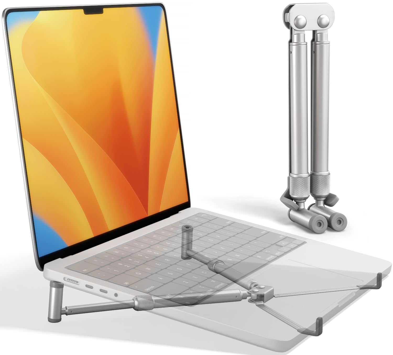 Steklo Laptop Riser - Premium Cooling Stand, Portable Laptop Stand for 12-17.3" Compatible with All Laptops MacBook Pro Air, Ideal Travel Ergonomic Compact Aluminum Adjustable, Foldable Laptop Stand