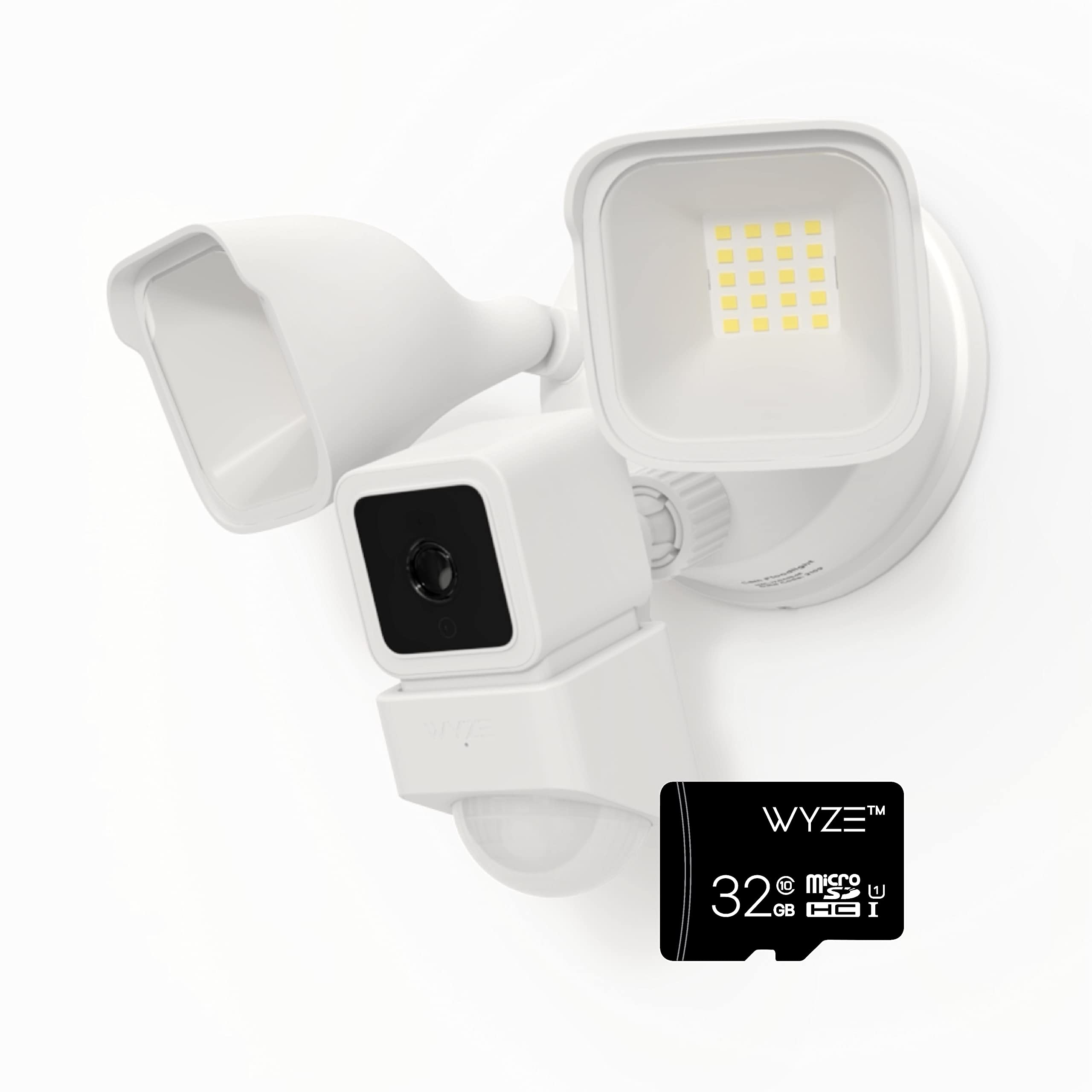 Wyze Cam Floodlight with 2600 Lumen LEDs, Wired 1080p HD IP65 Outdoor Smart Security Camera, Color Night Vision, 270-Degree Motion Detection, 90dB Siren, and Two-Way Audio with 32GB MicroSD Card
