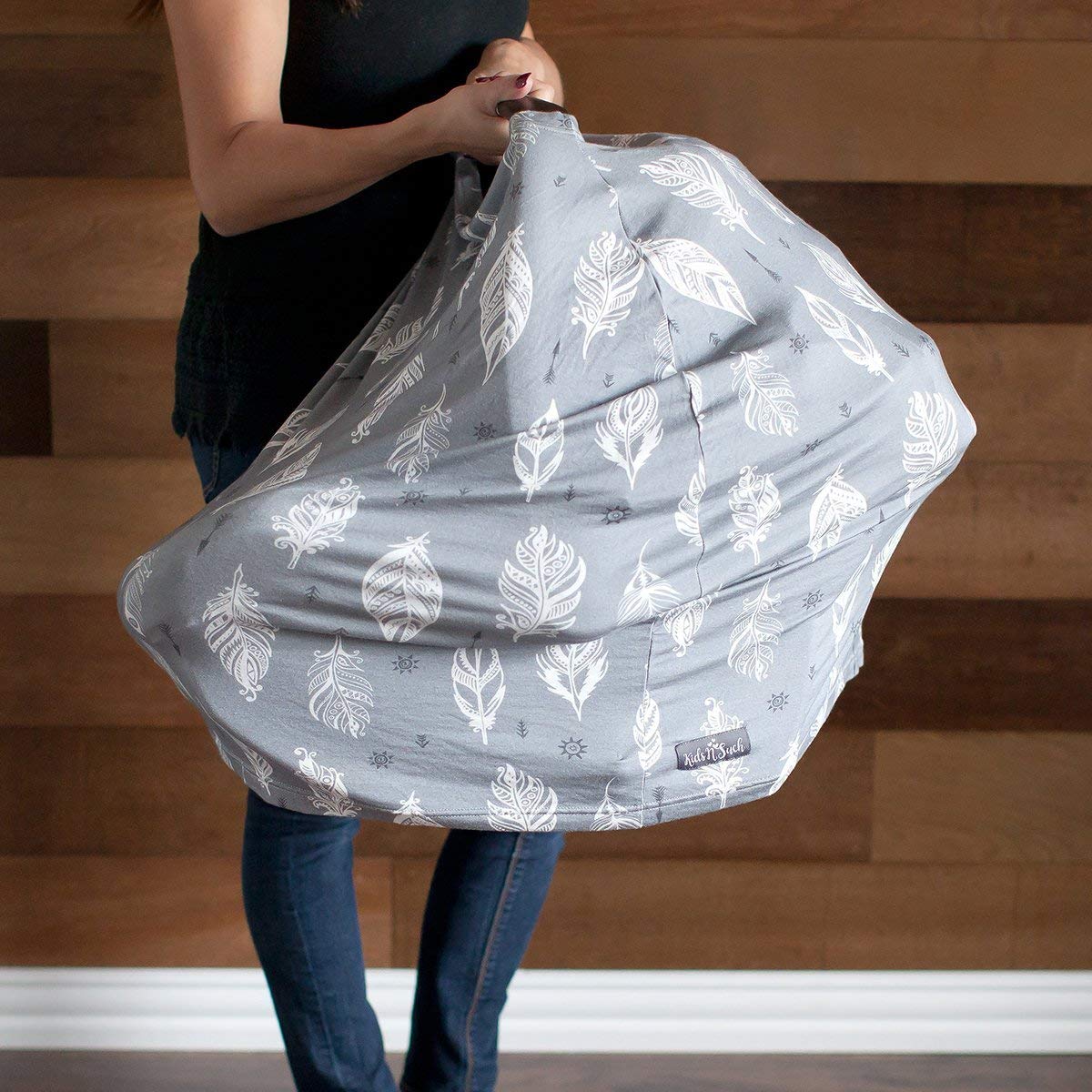 Multi Use Nursing Cover, Car Seat Canopy, Shopping Cart, High Chair, and Stroller - Feather and Muslin Swaddle Blanket Set 'Wanderer' Bundle