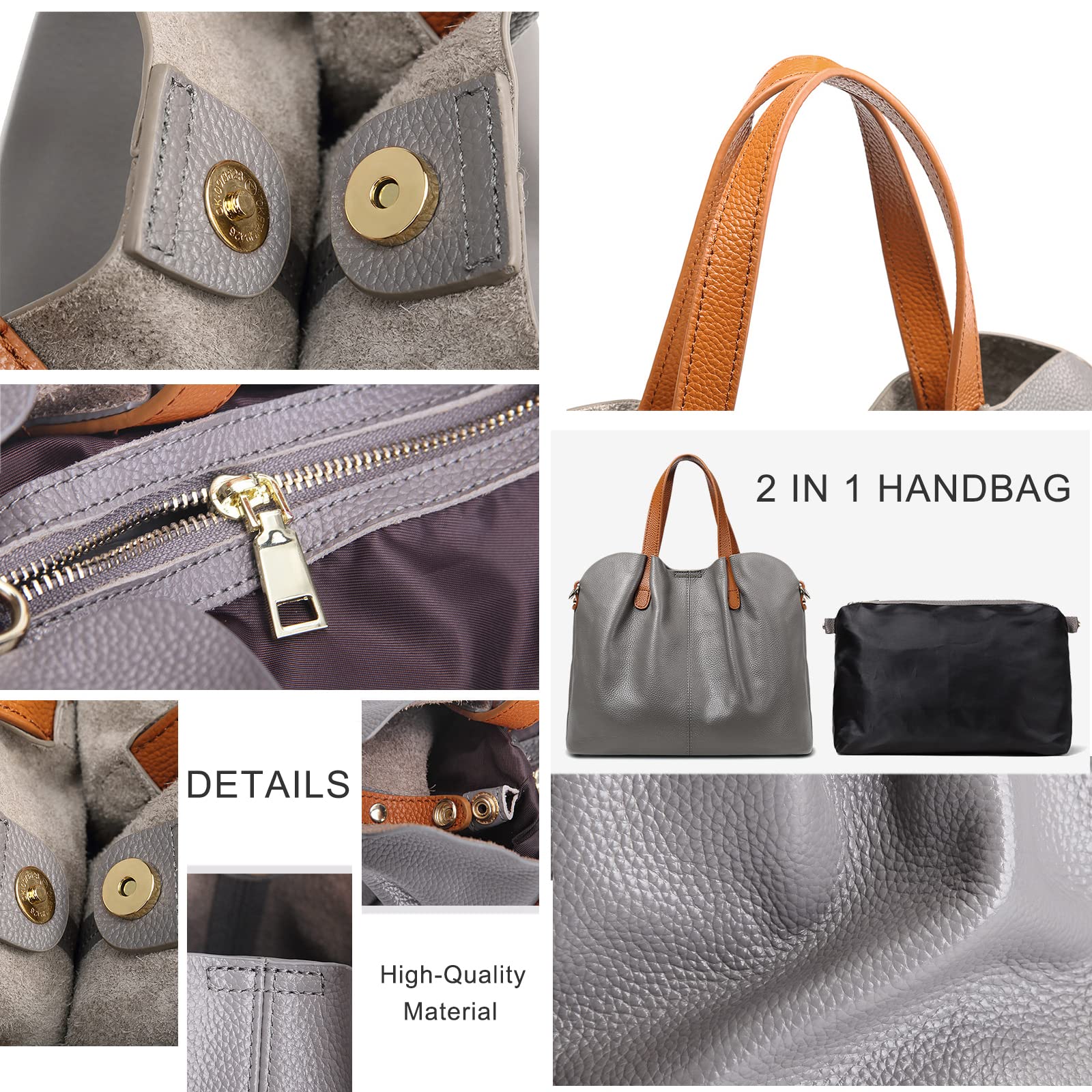 Women Leather Handbag Large Capacity Hobo Purse Shoulder Crossbody Bag Tote Satchel Bag, Black