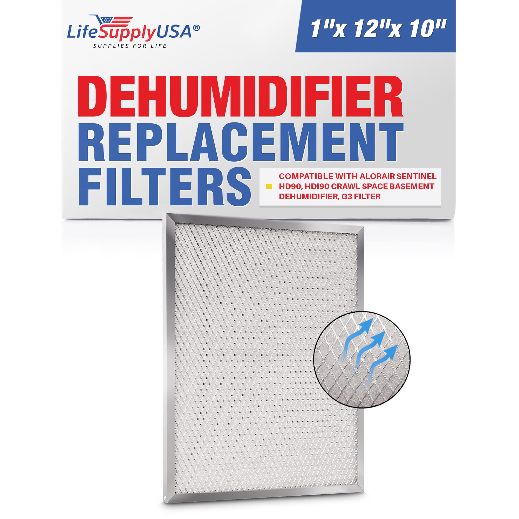LifeSupplyUSA Filter Replacement Compatible with AlorAir Sentinel HD90, HDi90 Crawl Space Basement Dehumidifier, G3 Filter