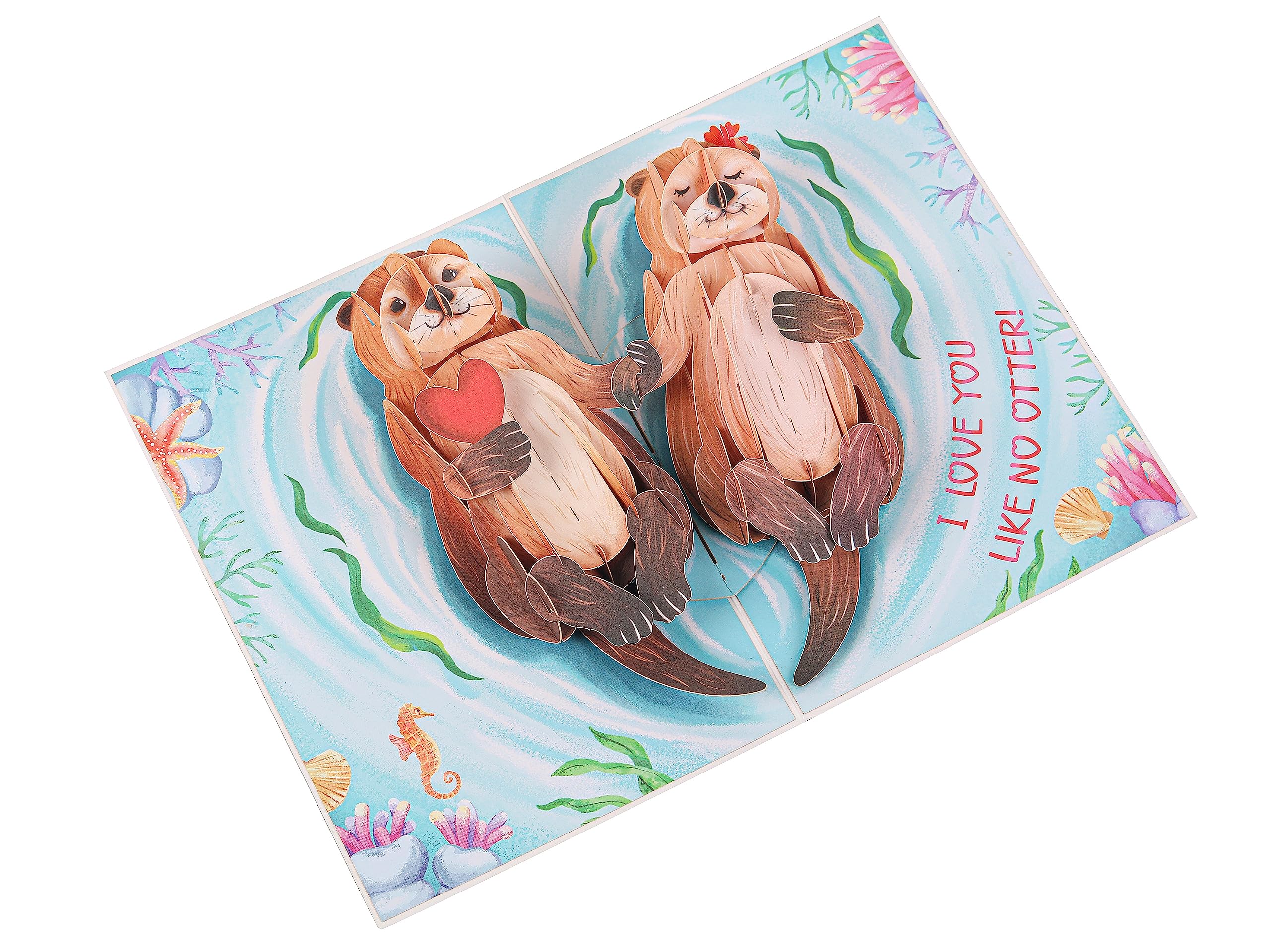 Liif Otter Half 3D Pop Up Anniversary Card For Wife, Husband, Couple, Funny Birthday Card - For Girlfriend, Boyfriend | With Message Note & Envelop | Size 7 x 5 Inch