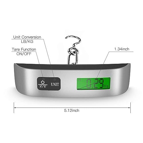 Luggage Scale 50kg/110LB, Kimystam Portable LCD Display Electronic Scale Weight Balance Suitcase Travel Bag Hanging Steelyard Scale Tool with Hook