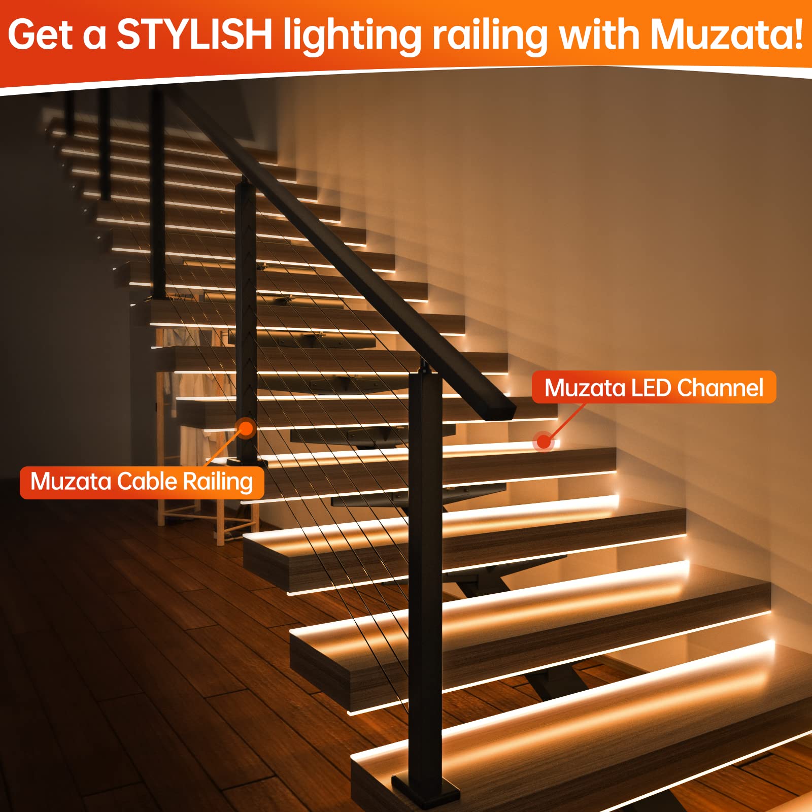 Muzata 10Pack 6.6FT/2M V-Shape LED Channel System with Transparent Smoky Black Cover Lens, Black Aluminum Extrusion Profile Housing Tape Lights V1SW BB 2M