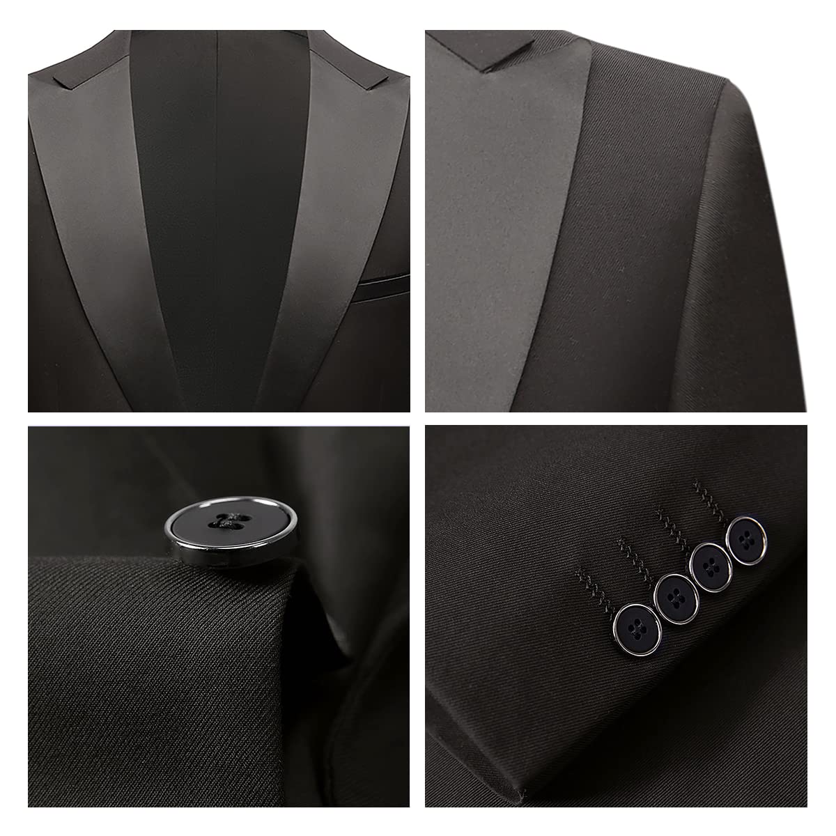 Men's 3 Piece Suit Slim Fit One Button Solid Tuxedo Jacket Suits for Men Slim Fit for Wedding Prom Blazer Vest Pants Black
