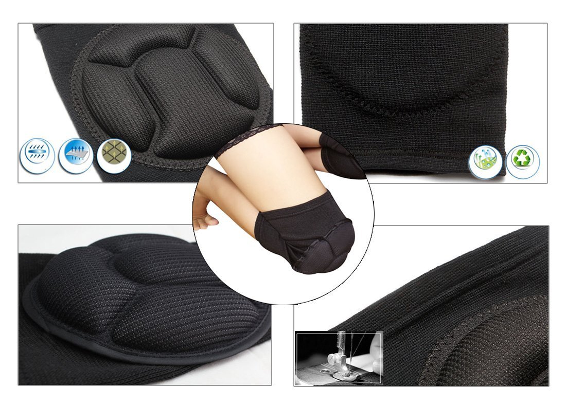 MAIBU Protective Volleyball Knee Pads Thick Sponge Anti-Collision Kneepads Protector Non-Slip Wrestling Dance Knee Pads Support Sleeve for Outdoor Sport(1 Pair,Black)