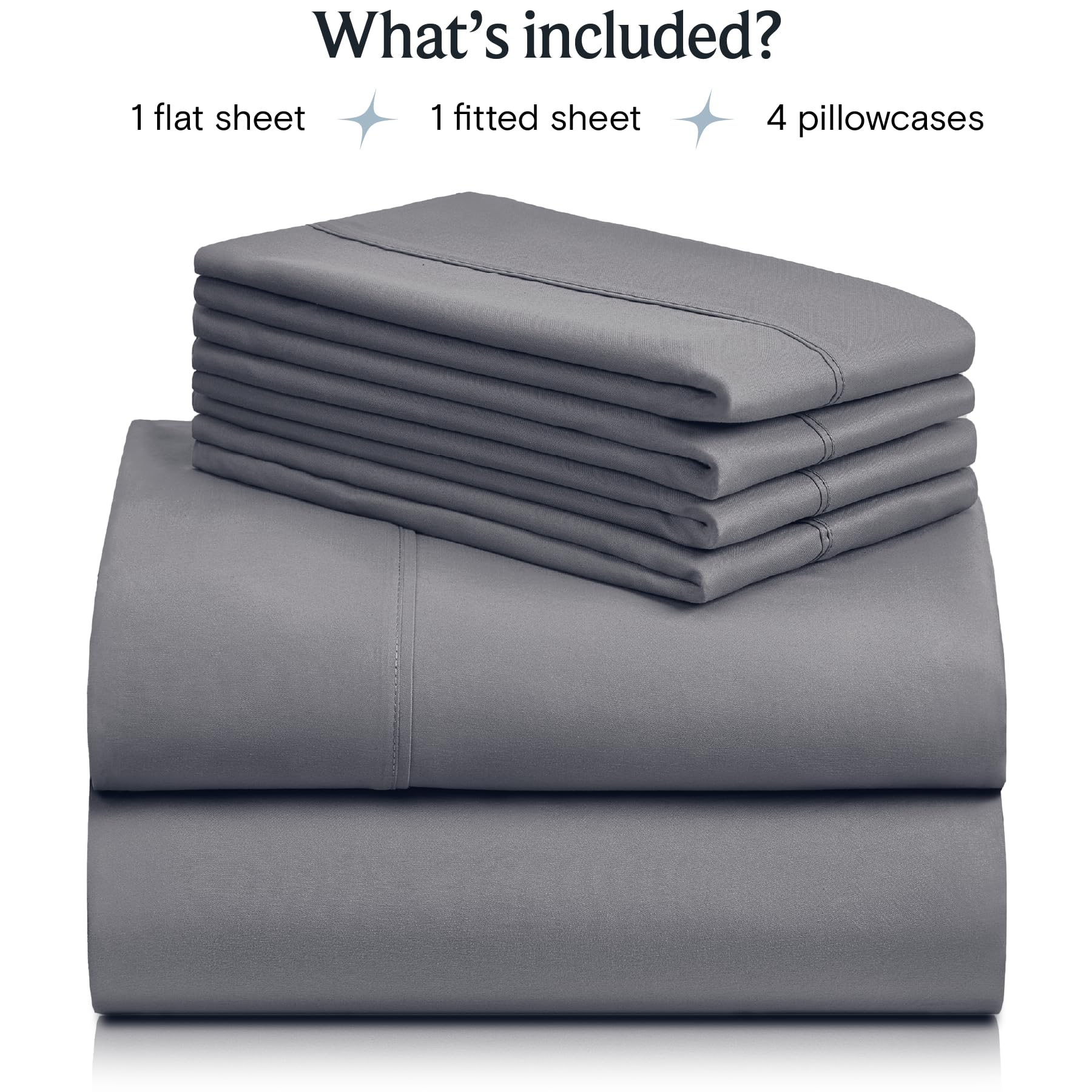 LuxClub 6 PC Full Sheet Set, Breathable Luxury Bed Sheets, Deep Pockets 18" Eco Friendly Wrinkle Free Cooling Bed Sheets Machine Washable Hotel Bedding Silky Soft - Light Grey Full