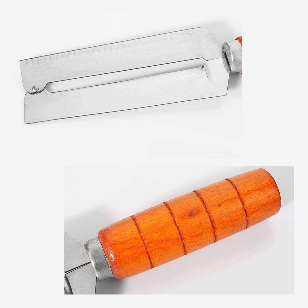 MAKEGELD Pineapple Peeling Knife Sugar Cane Peeler Knife Sugarcane Peeling Kinves Artifact Planing Knife -Stainless Steel-Natural Non-slip Wooden Handle