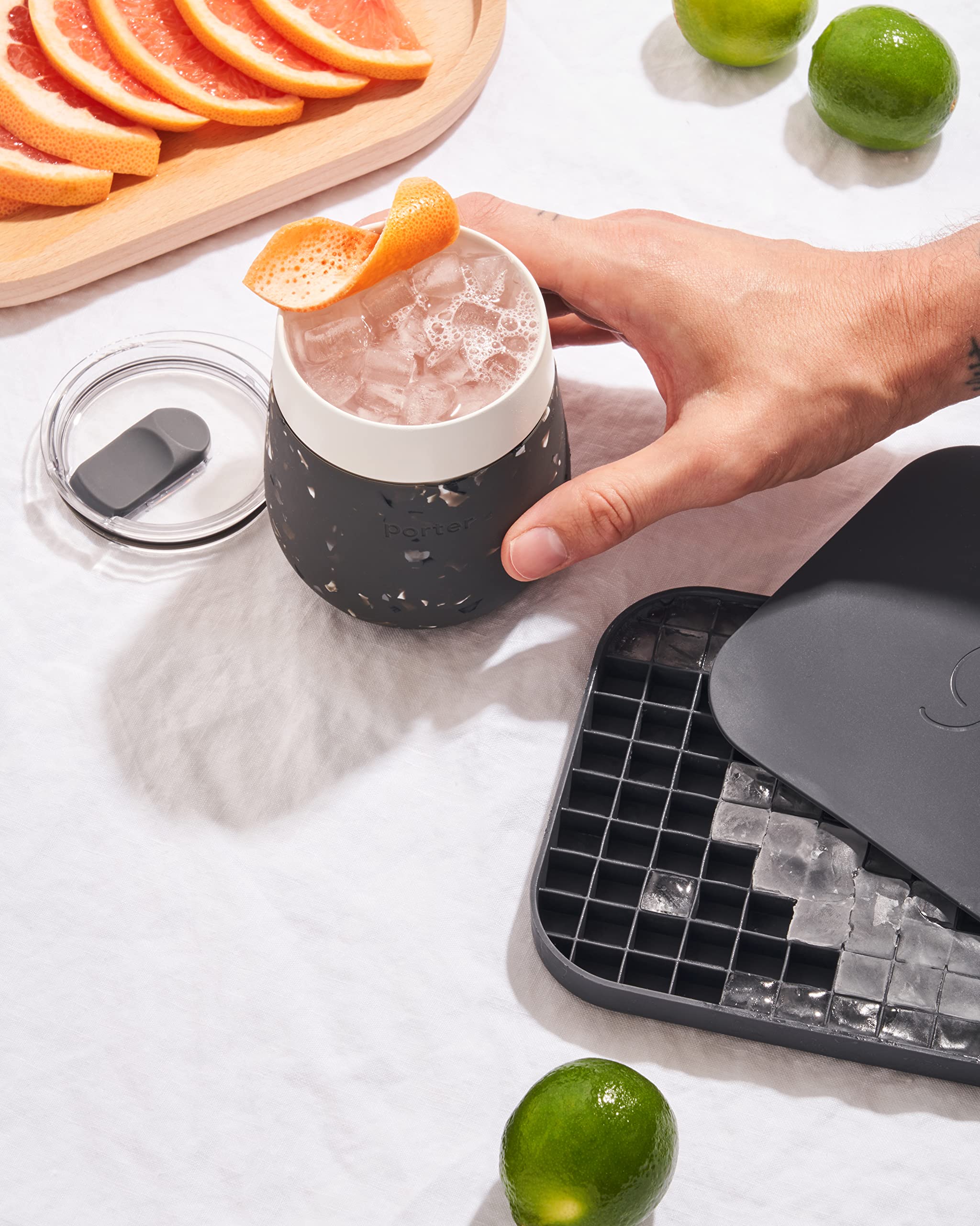 W&P Pebble Ice Tray, Makes 100+ Mini Ice Cubes, Dishwasher Safe, BPA Free, Easy Release Silicone Tray with Protective Lid for Mojitos, Mint Juleps and Iced Tea, 7x5x.5