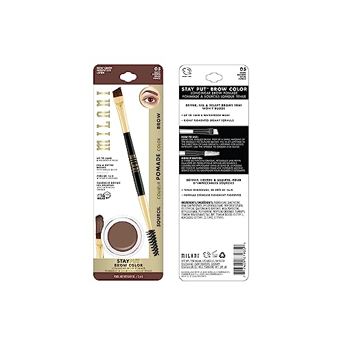 Milani Stay Put Brow Color - Dark Brown (0.09 Ounce) Vegan, Cruelty-Free Eyebrow Color that Fills and Shapes Brows…