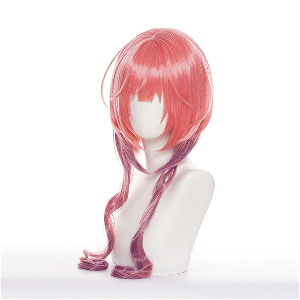 SisiruKou Double Tail Gradient Pink Purple Women Anime Wigs Halloween Cosplay Costume Wigs(Need styling)