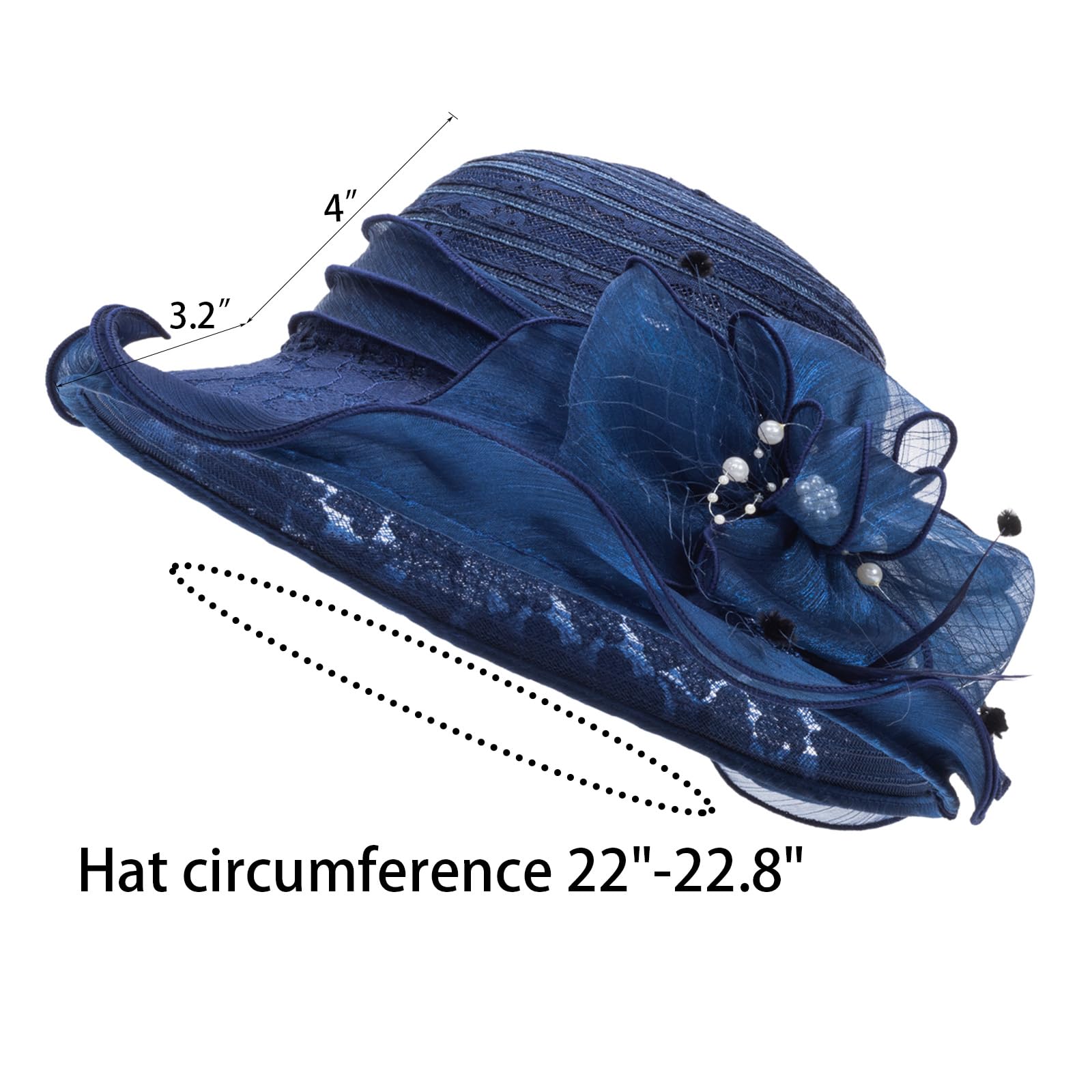 Women's Kentucky Hat Derby Church Dress Hat Fascinator Tea Party Hats Navy Blue