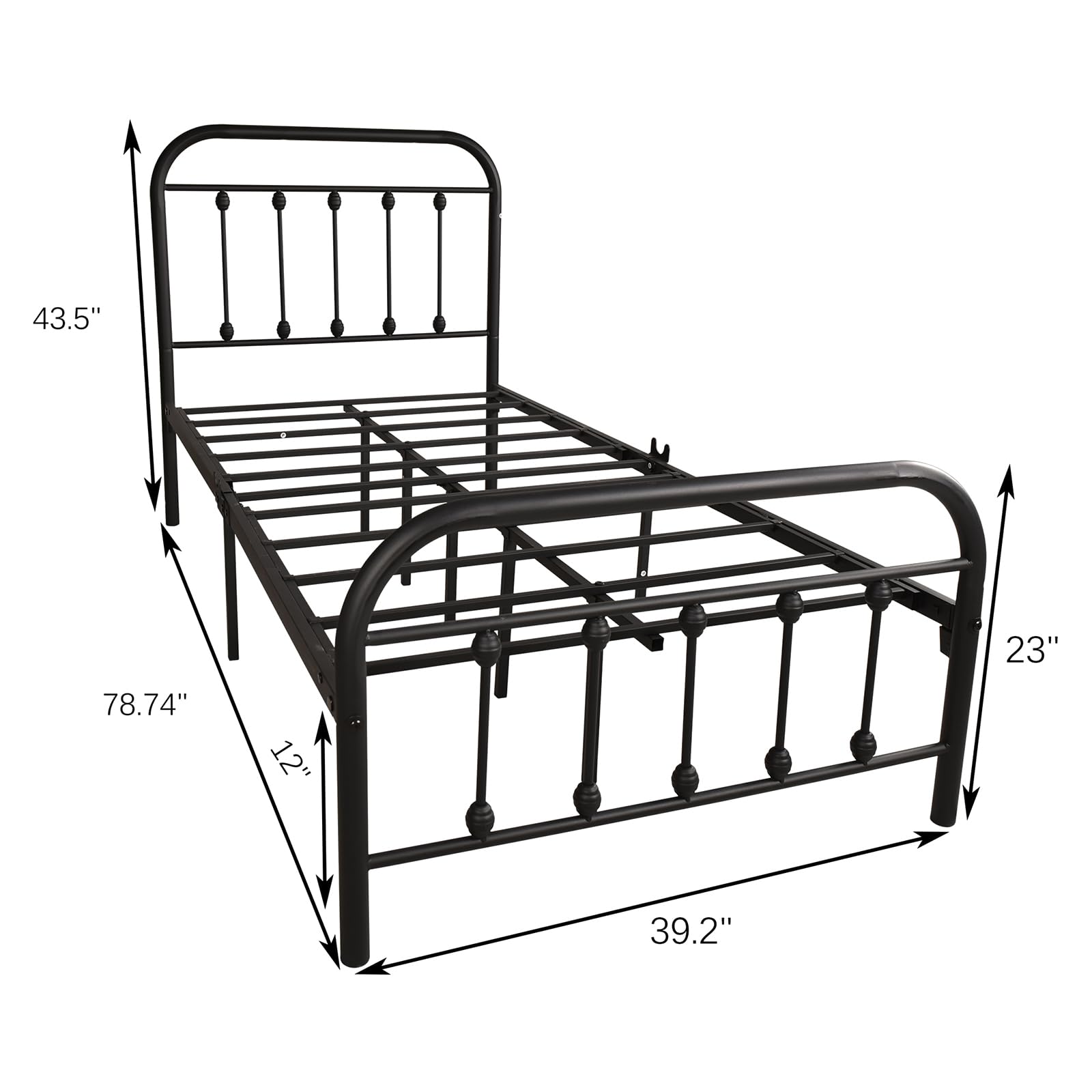 Metal Bed Frame, Twin Size Platform Bed Frame, Mattress Foundation with Headboard & Footboard, Steel Slat Support/No Box Spring Needed (Twin)