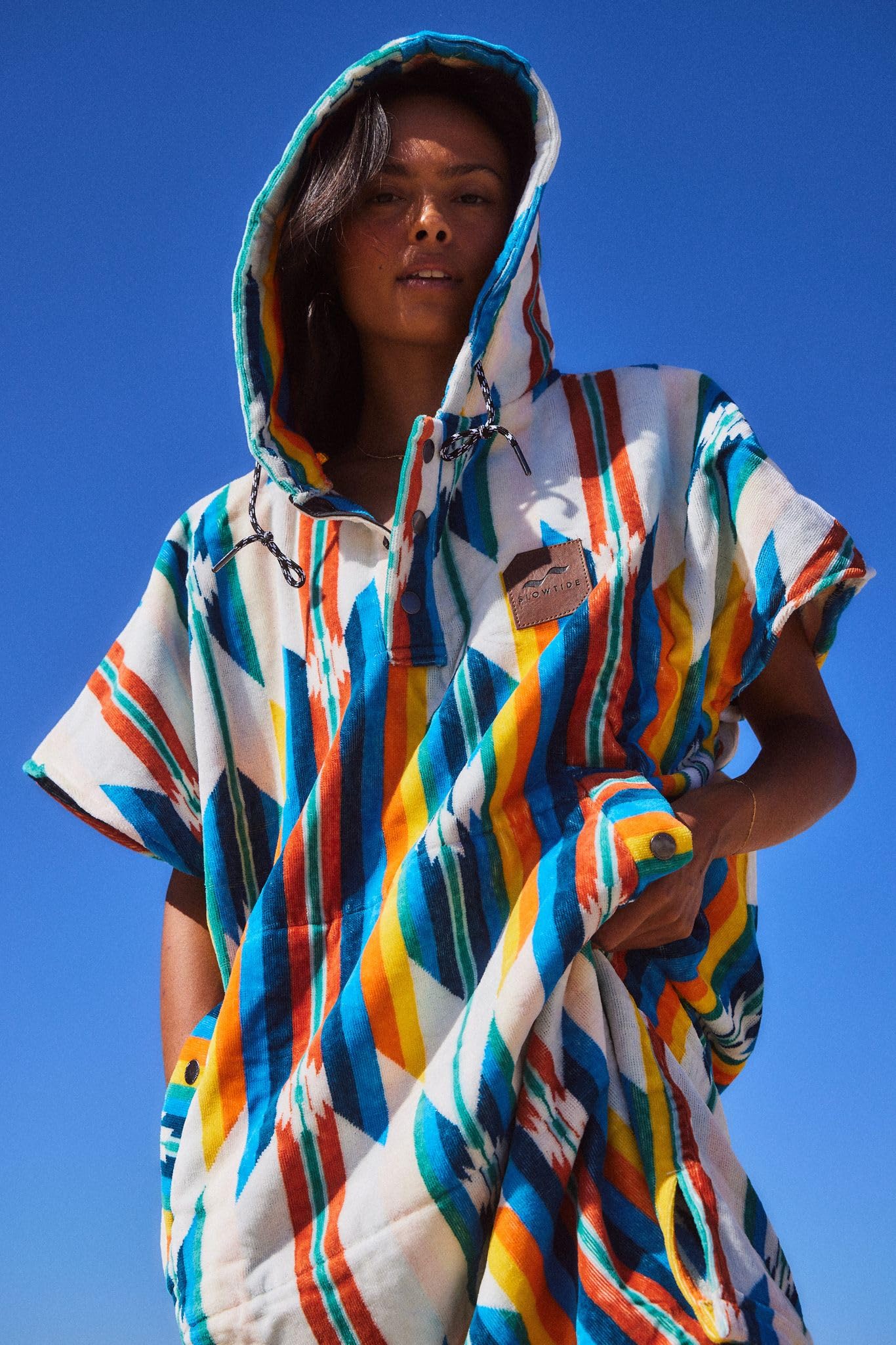 Slowtide Extra-Warm Changing Poncho | Change privately in public with ultra soft & absorbent beach poncho | Includes Internal Access Dual Pockets (S/M, York)