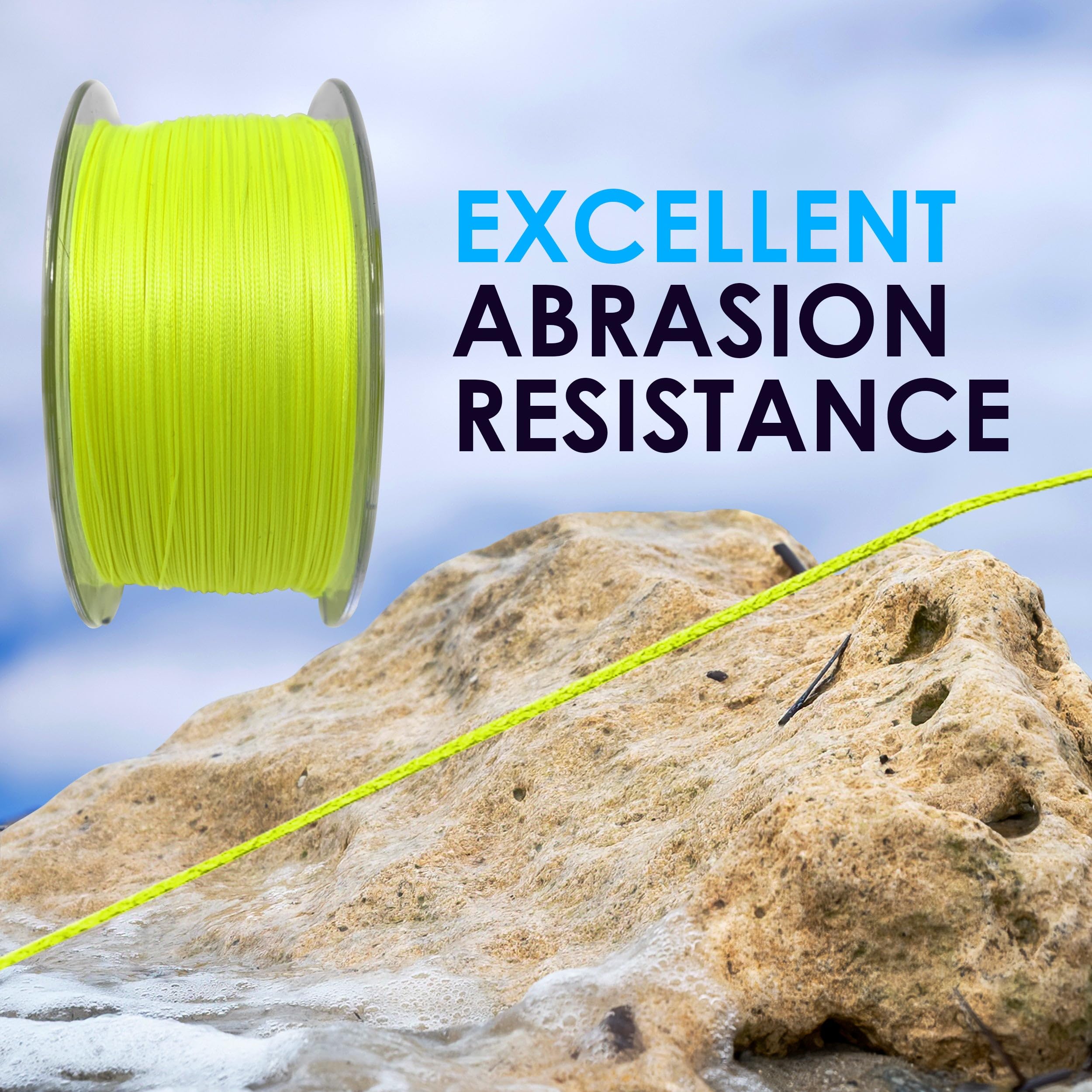 Reaction Tackle Hollow Core, 16 Strand Braided Fishing Line Blue Camo - 80LB / 1000yds