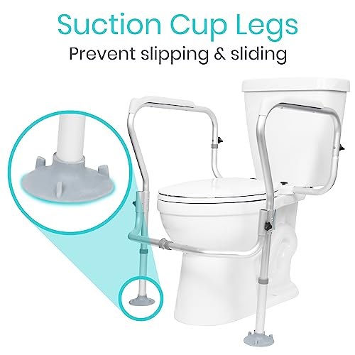 Vive Toilet Safety Rail Frame - Grab Bars for Bathroom - Fall Prevention - Adjustable Non Slip for Adults, Seniors, Elderly, Disabled, Handicapped - Padded Handle Support - Medical Device for Home Use