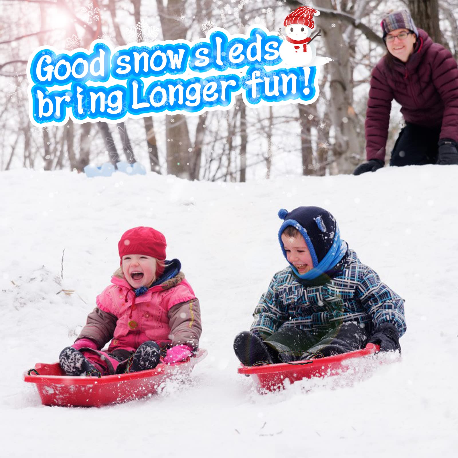 Snow Sleds for Kids and Adult,Sleds for Kids with Handle and Rope