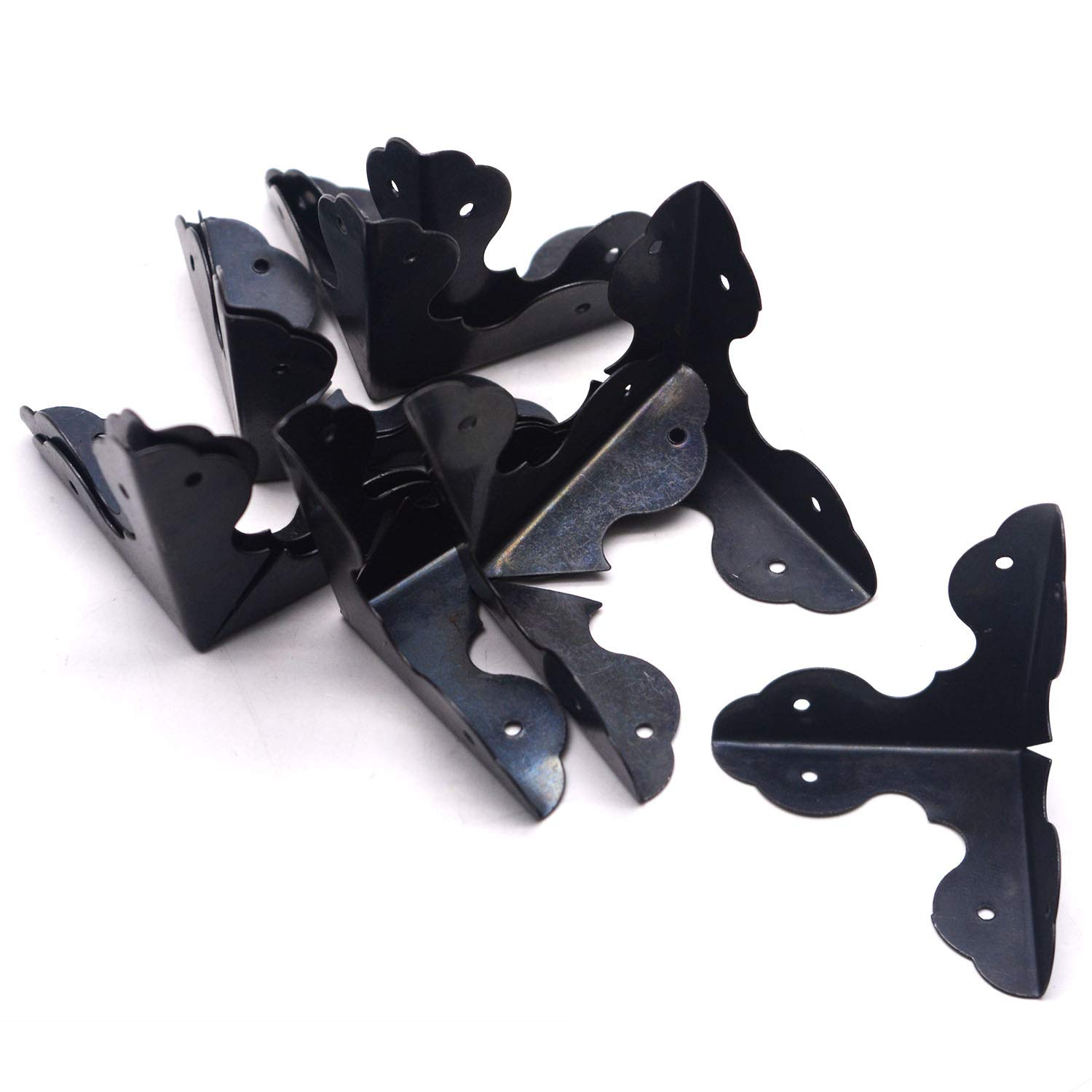 Metal Box Corner Protector Karcy Corner Protectors Corner Decoration Triangle 33mm/1.3" with Nails Black Set of 10