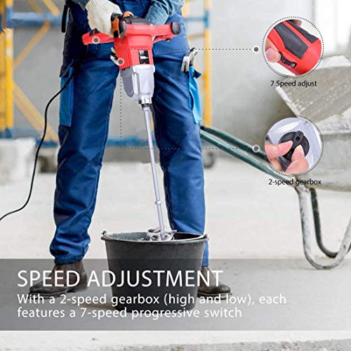 VIVOHOME 110V 1600W Electric Handheld Paint Cement Mortar Mixer Machine with 7 Adjustable Speed