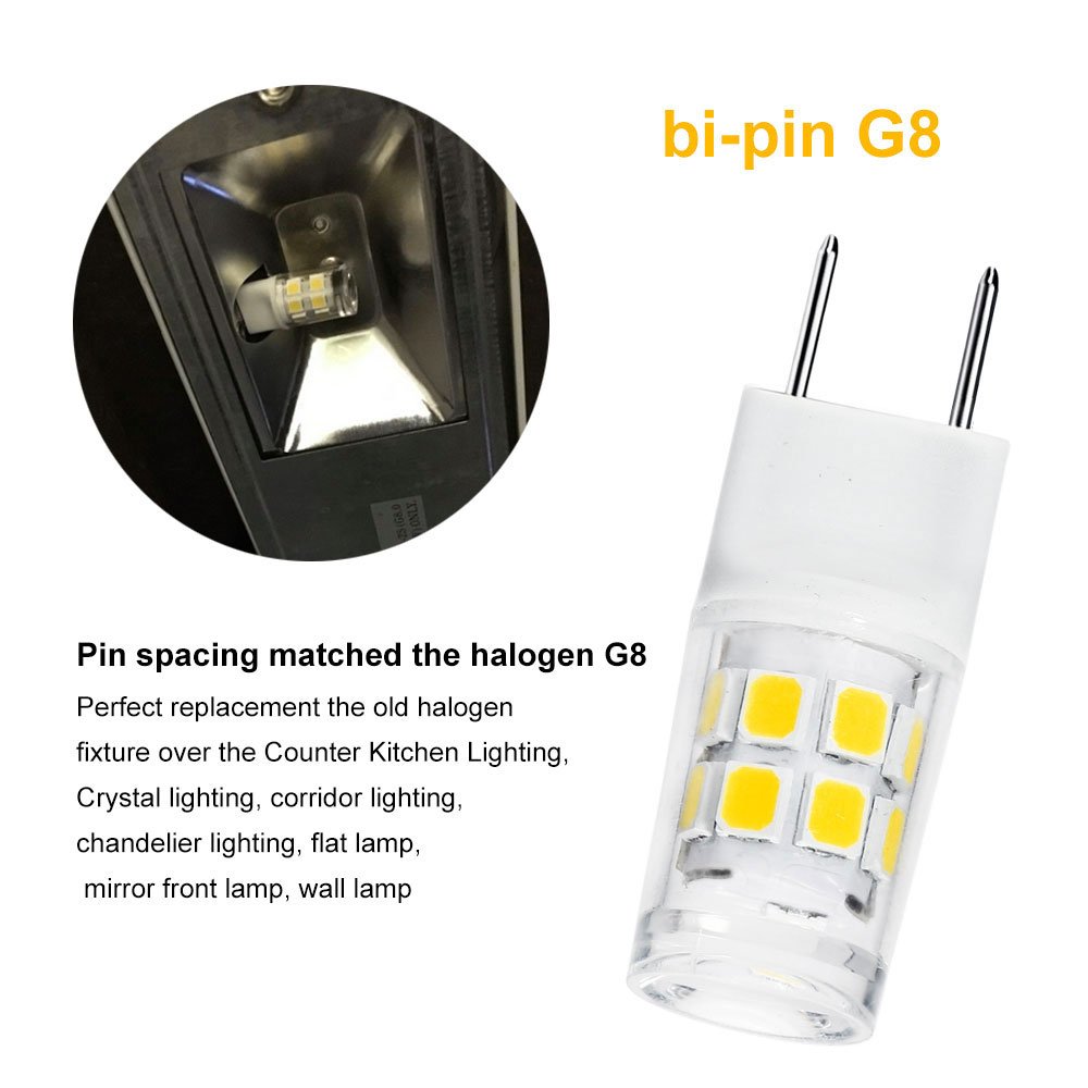 NAY G8 LED Light Bulb 3 Watts Daylight White - G8 Base Bi-pin Xenon JCD Type LED 120V 20W Halogen Replacement Bulb for Under Counter Kitchen Lighting, Under-Cabinet Light.Pack of 5(5, G8 Daylight)