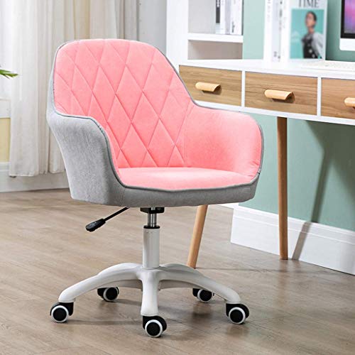 LWW Chairs,Comfy Cloth Computer Chair,Cotton and Linen Fabric Home Office Swivel Chair,Fashion Stitching Color Mid-Back Sofa Task Chairs