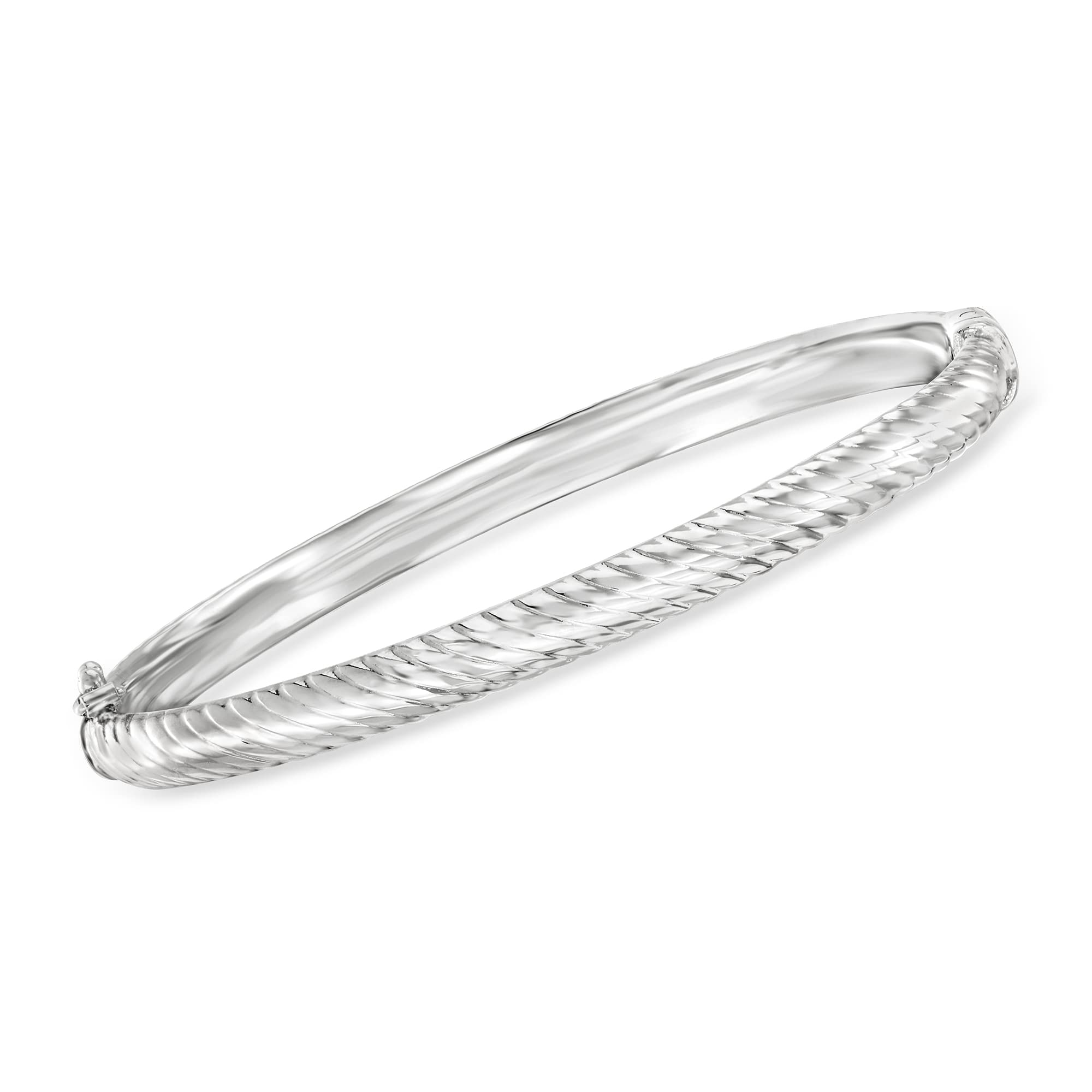 Ross-Simons Sterling Silver Rounded Chevron Bangle Bracelet. 7 inches