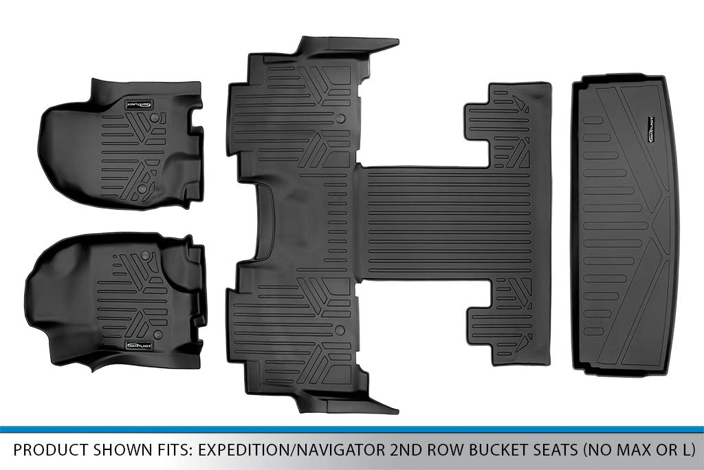 MAXLINER Floor Mats Cargo Liner Behind 3rd Row Set Black Compatible with 2018-2022 Expedition/Navigator 2nd Row Bucket Seats (no Max or L)