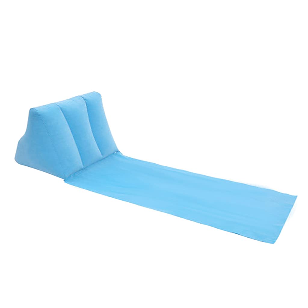 NBT Outdoor Travel Inflatable Triangle Cushion Fashion Leisure PVC Flocking Triangle Beach Cushion, Grass Cushion, Camping Folding Rest (Multiple Colors) (Light Blue)