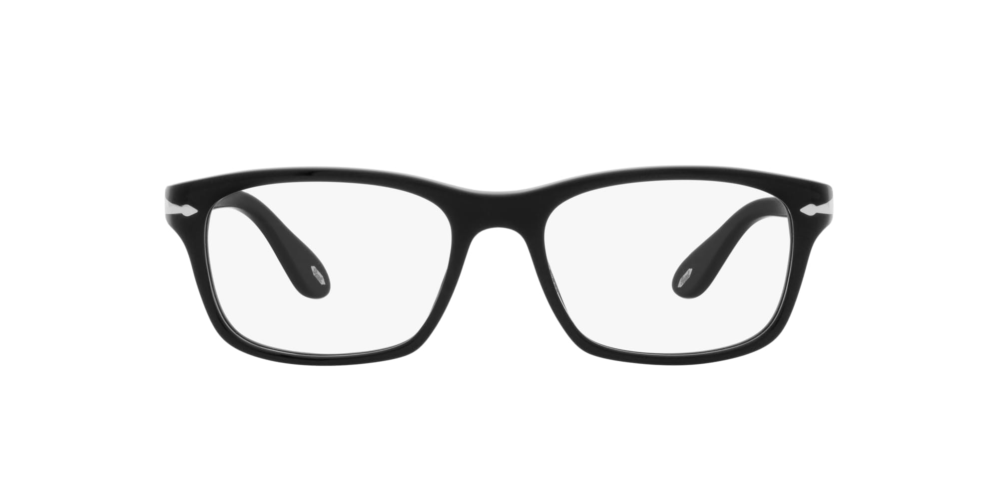 Persol PO3012V Square Prescription Eyewear Frames, Black/Silver/Demo Lens, 52 mm