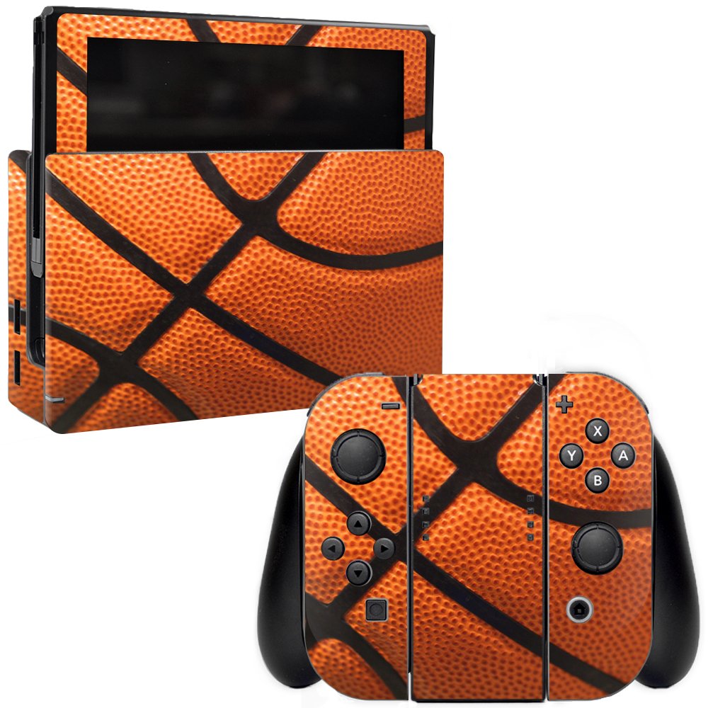 MightySkins Skin Compatible with Nintendo Switch - Basketball | Protective, Durable, and Unique Vinyl Decal wrap Cover | Easy to Apply, Remove, and Change Styles | Made in The USA