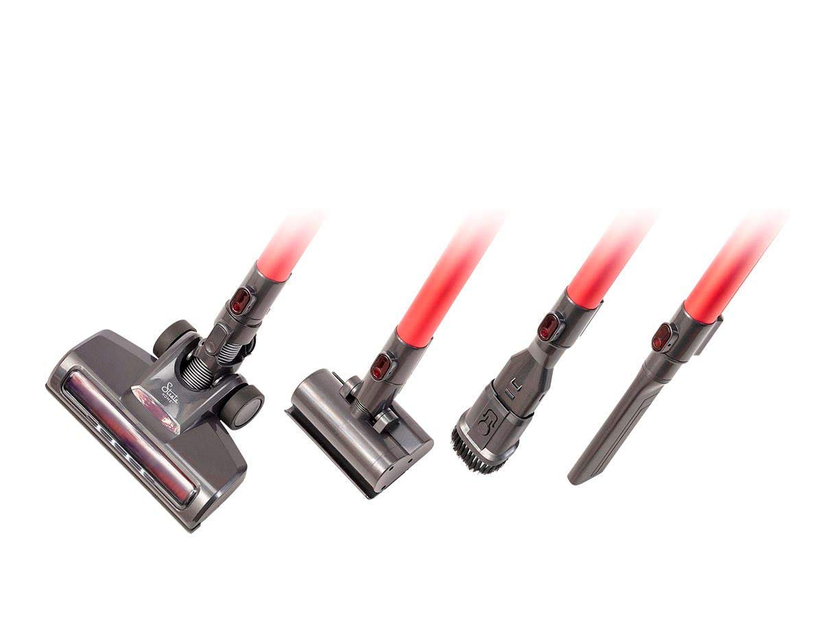 Monoprice Cordless Stick Vacuum Cleaner, Black/Red