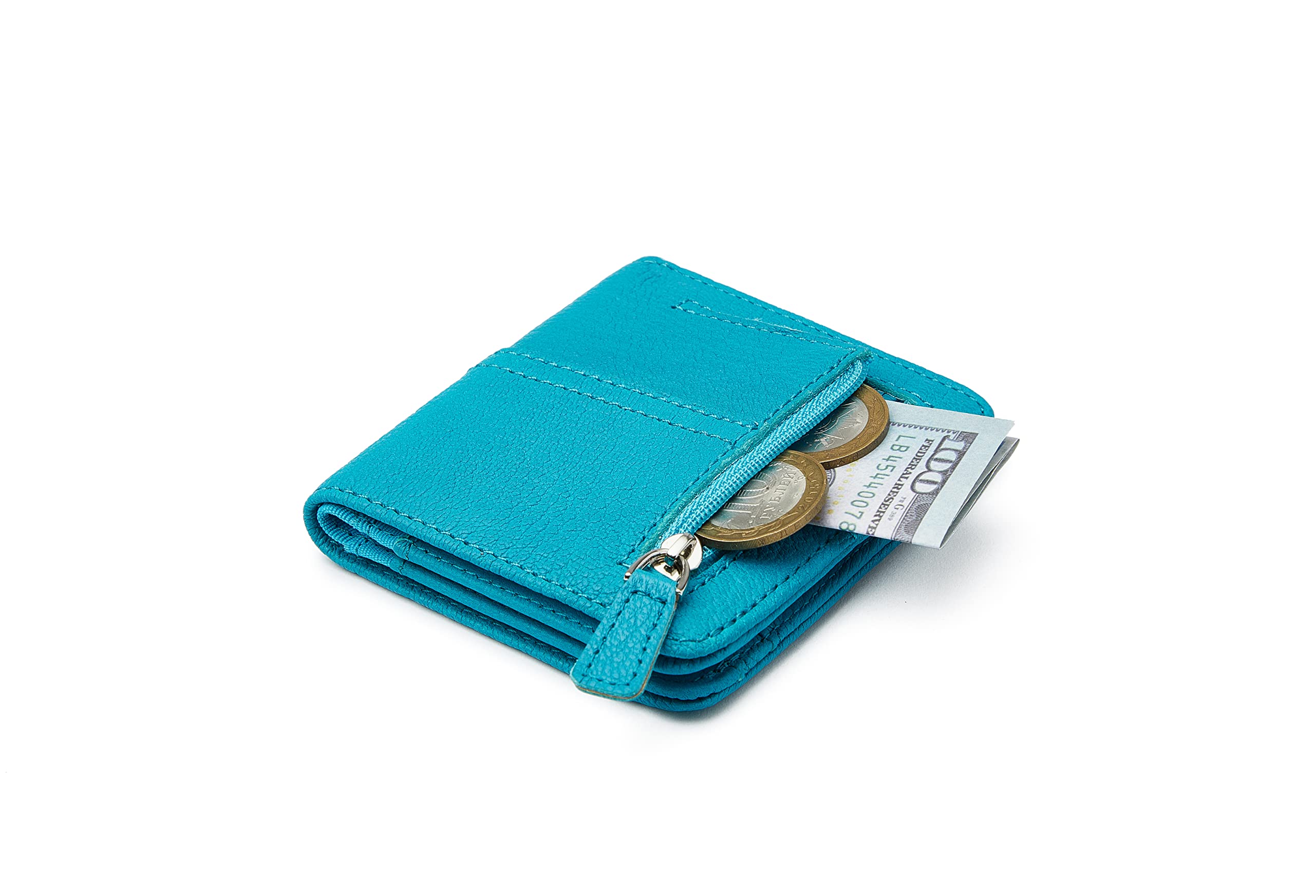 Small Leather Bifold Wallet For Women+Large Lightweight Nylon Tote Bag for Women